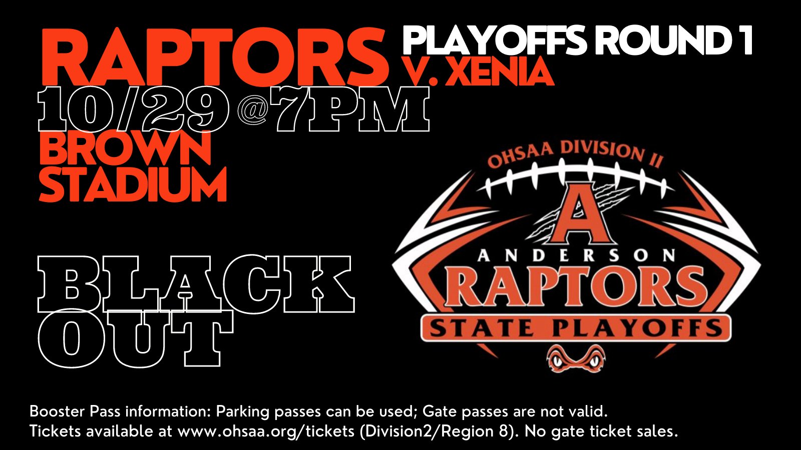 Football Playoffs Round 1 Information - Anderson Raptors Athletics