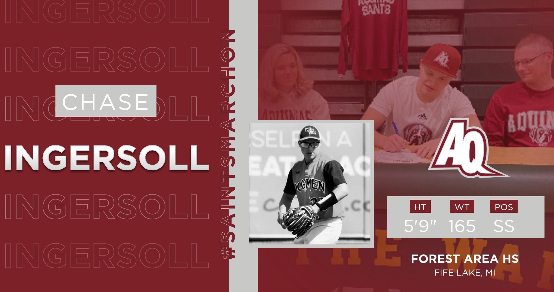 AQ Baseball Signs Chase Ingersoll to 2020 Class - Aquinas College
