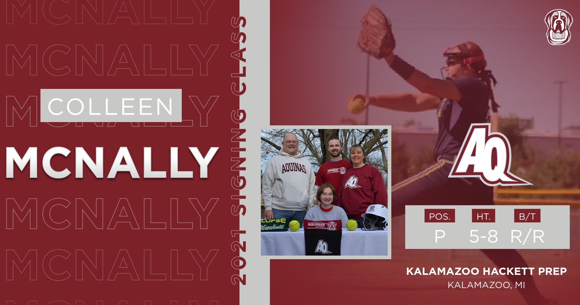 AQ Softball Signs Colleen McNally to 2021 Recruiting Class - Aquinas College
