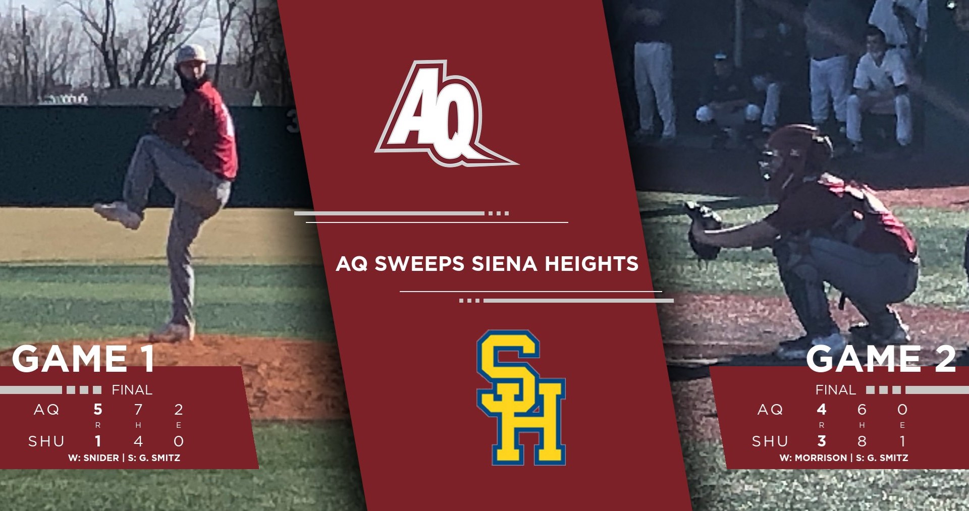 Strong Pitching Carries AQ Past Siena Heights in Doubleheader Sweep ...