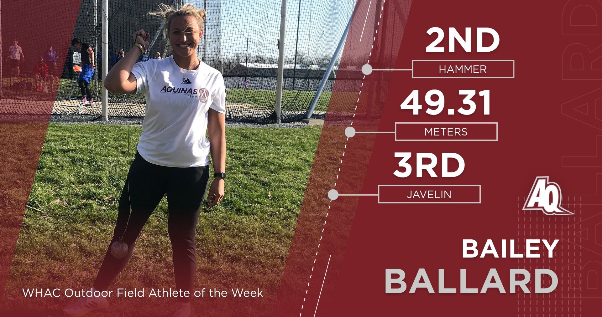 Bailey Ballard Earns WHAC Field Athlete of the Week Honor - Aquinas College