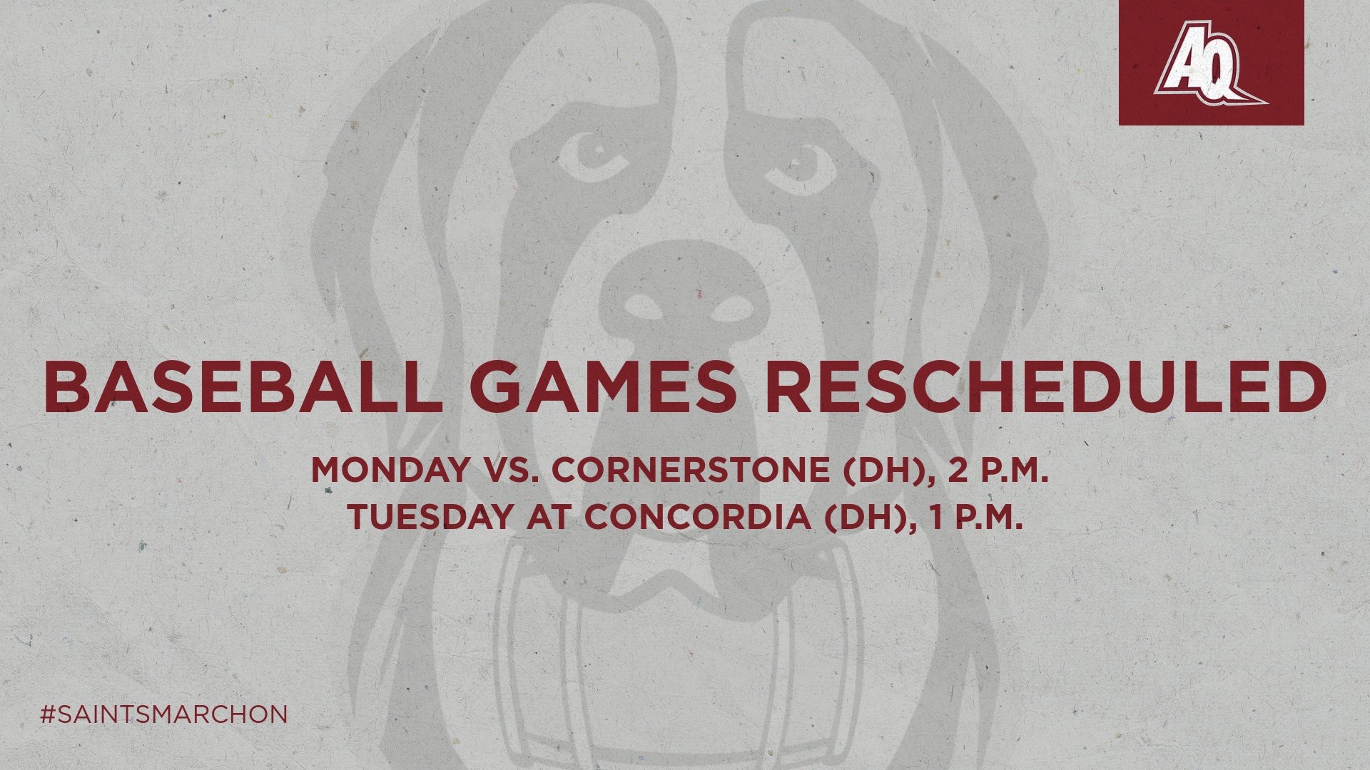Weekend Baseball Games Rescheduled - Aquinas College