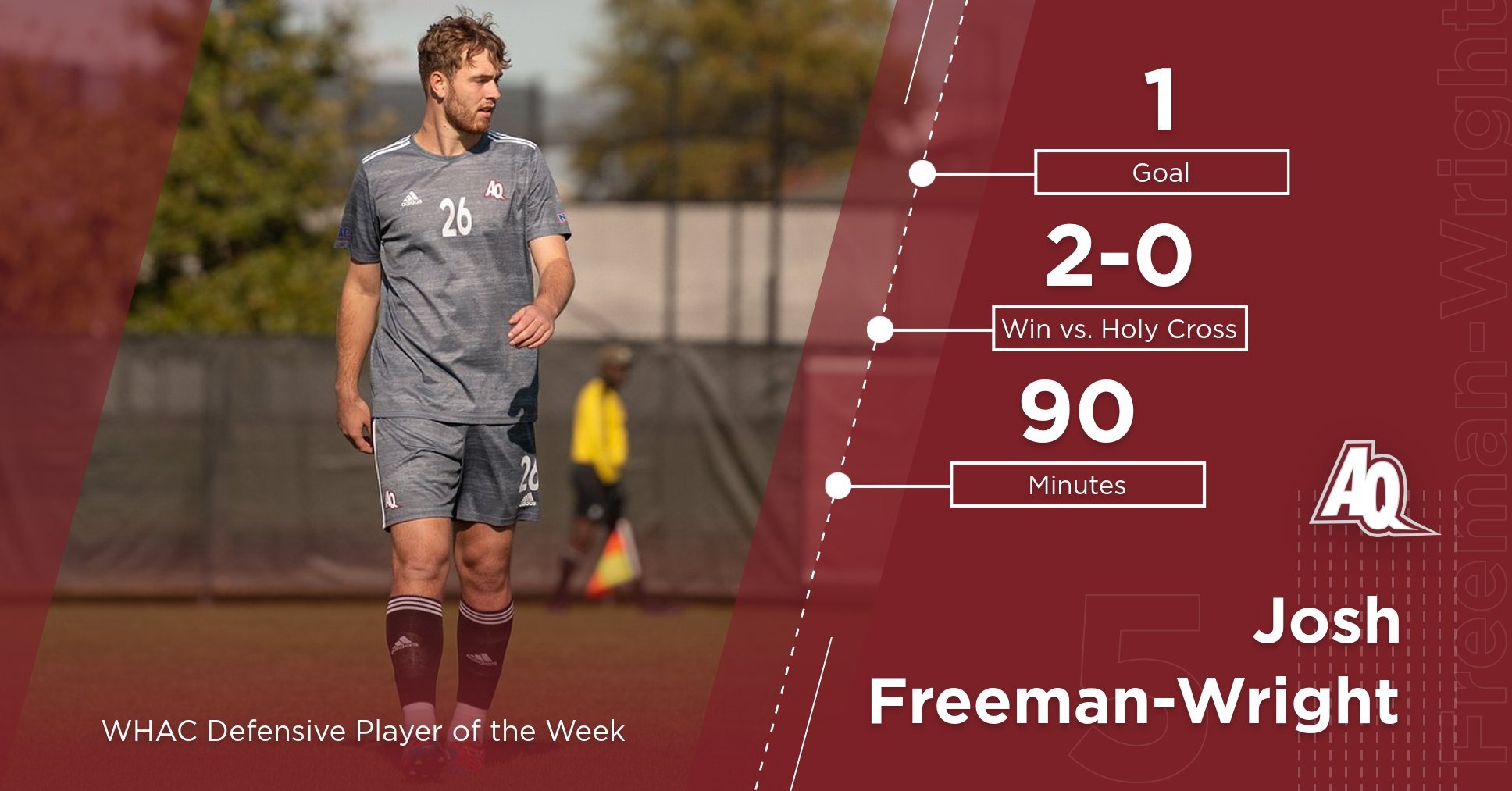 Freeman-Wright Named WHAC Defensive Player of the Week - Aquinas College
