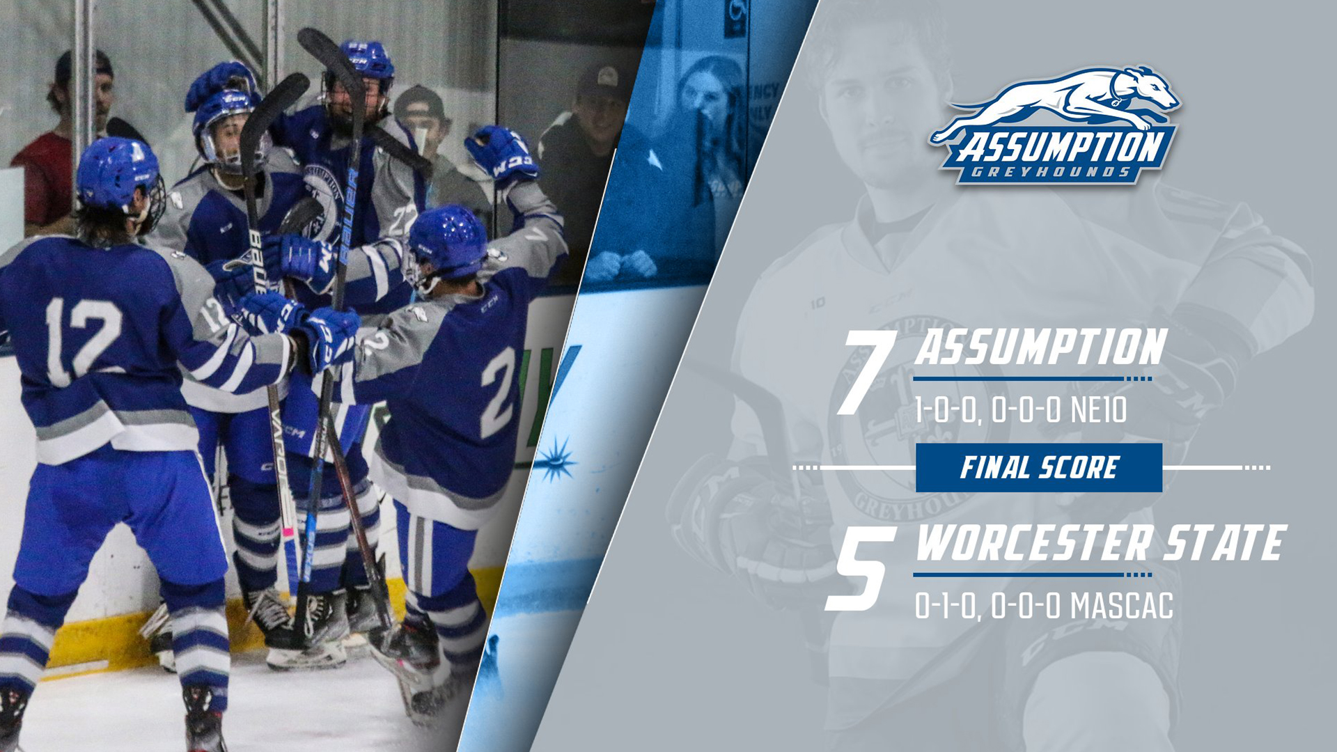 Men's Ice Hockey Rallies Past Worcester State in Woo Cup Opening Round, 7-5 - Assumption University