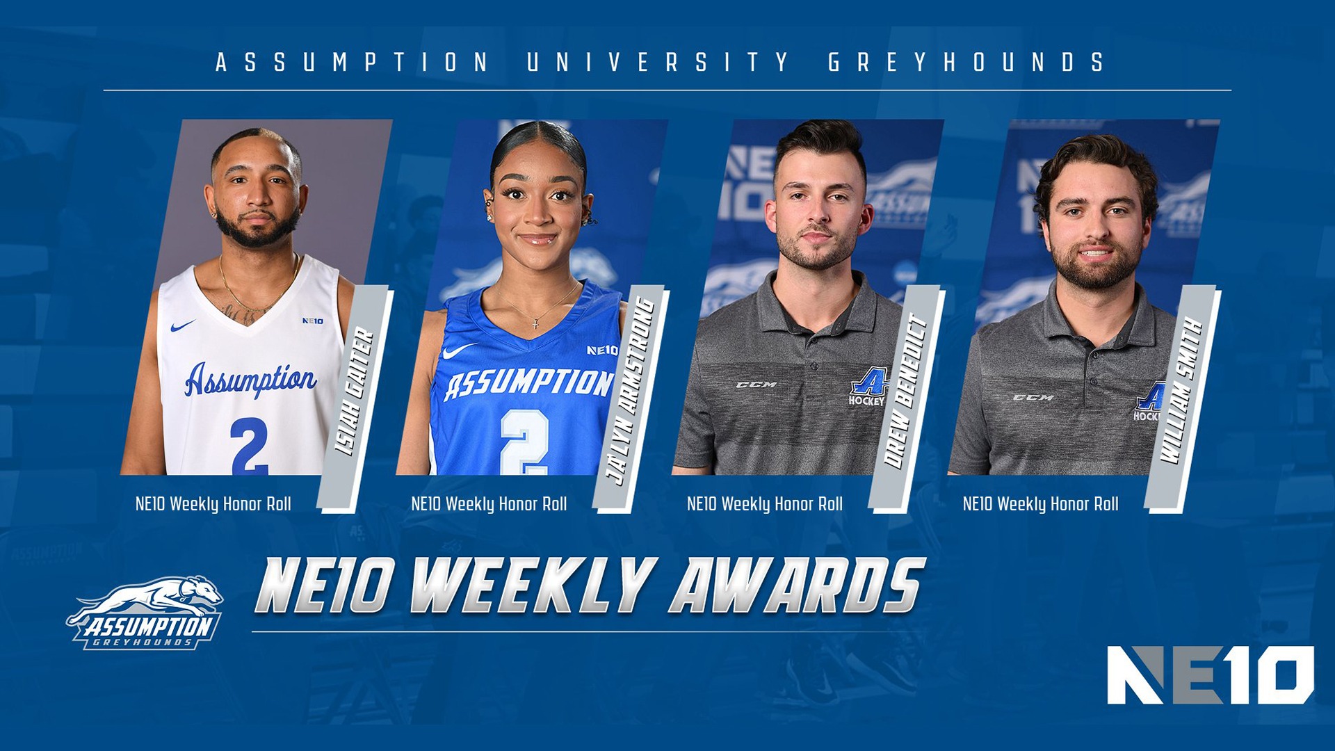 Four Greyhounds Named to NE10 Weekly Honor Roll - Assumption University