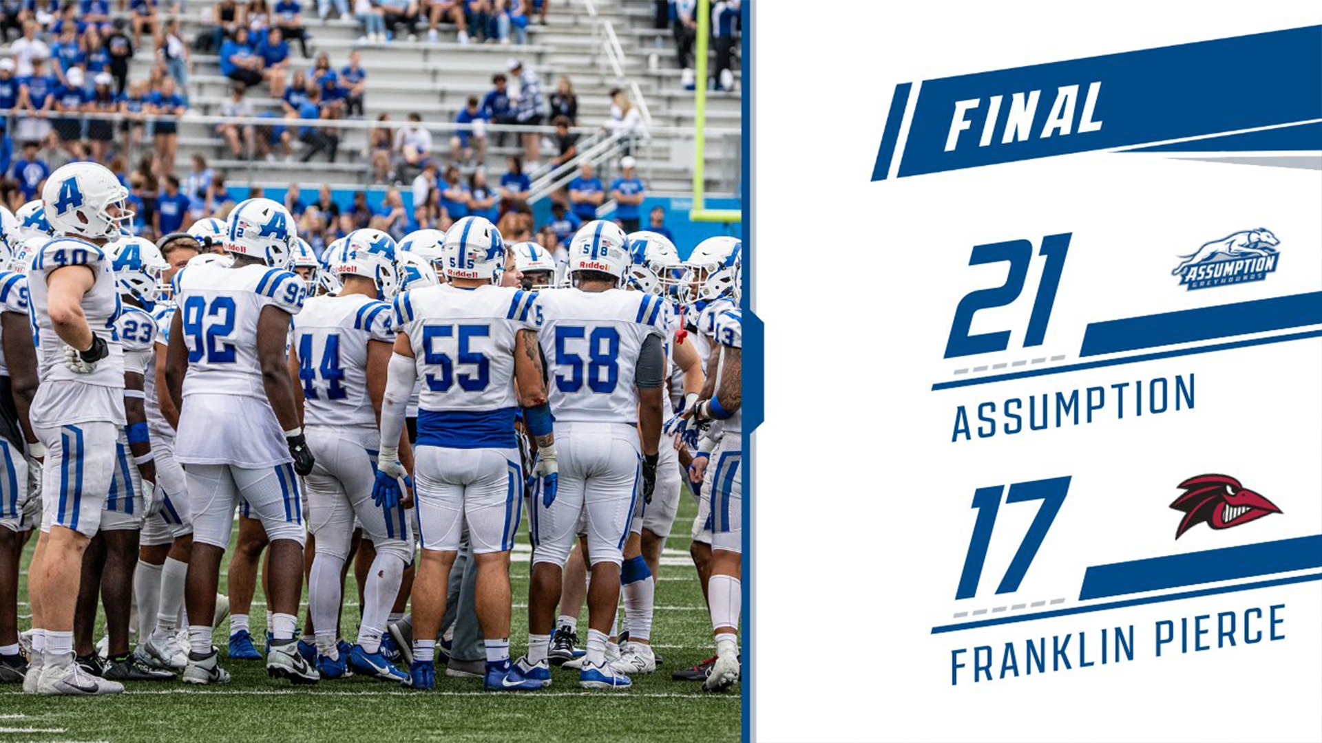 Football pulls out a 21-17 win at Franklin Pierce - Assumption University