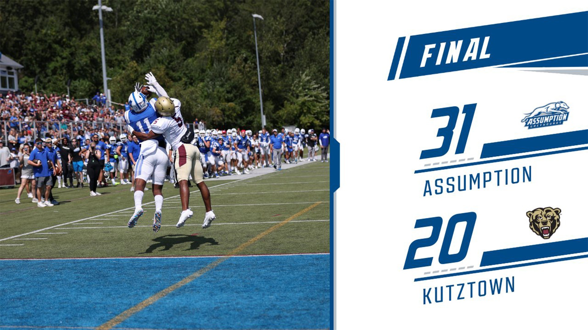 No. 23 Football starts year with 31-20 win vs. Kutztown - Assumption ...