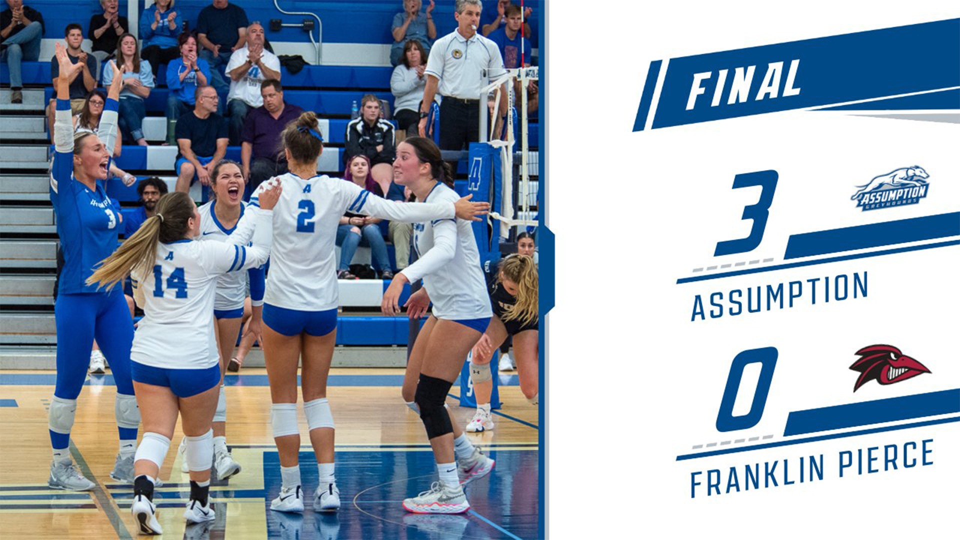 Volleyball flies past Franklin Pierce in NE10 Opener, 3-0 - Assumption University