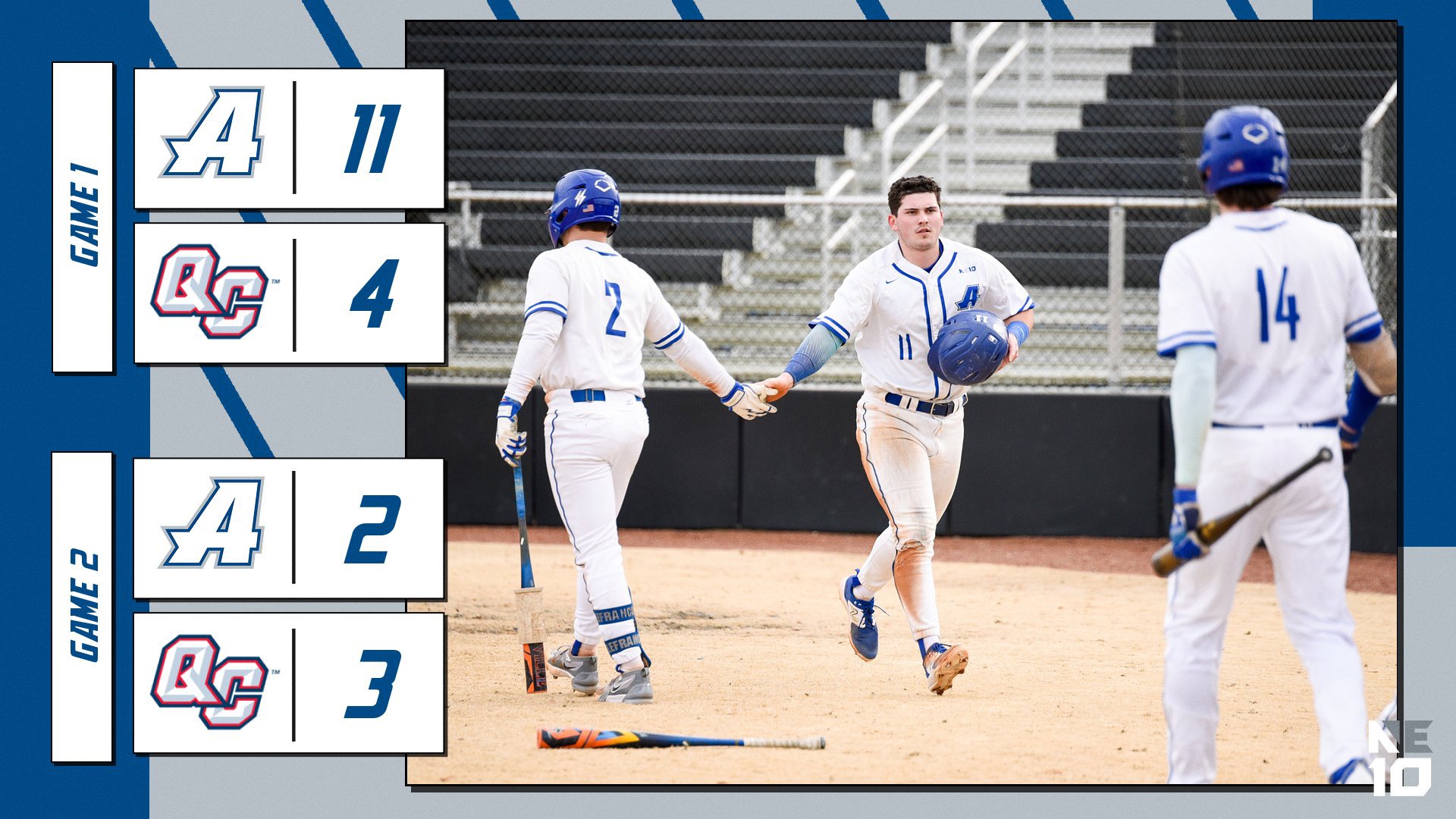 Baseball splits twin bill at Queens College - Assumption University