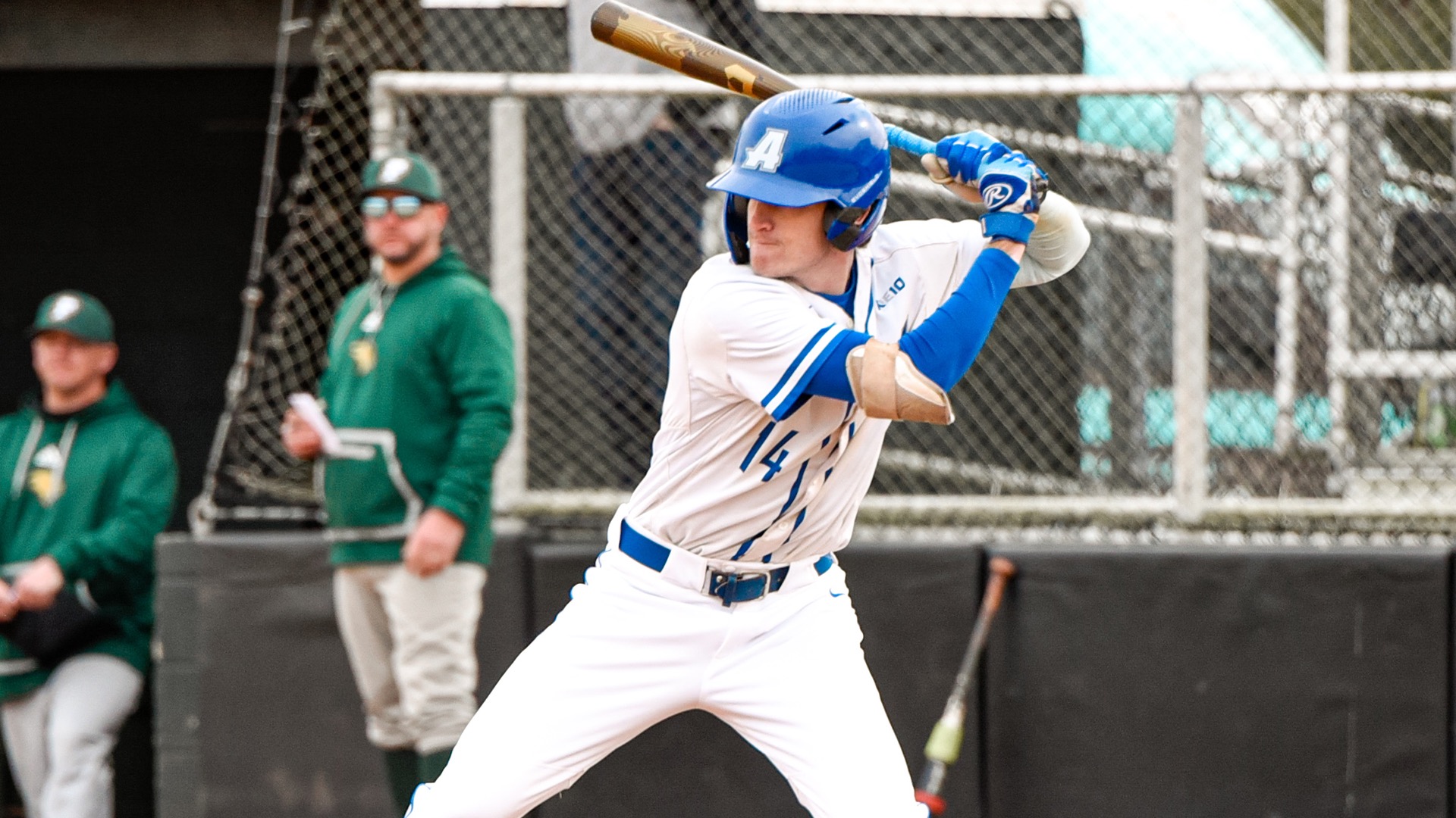 Baseball rally cut short in both games vs. Adelphi - Assumption University