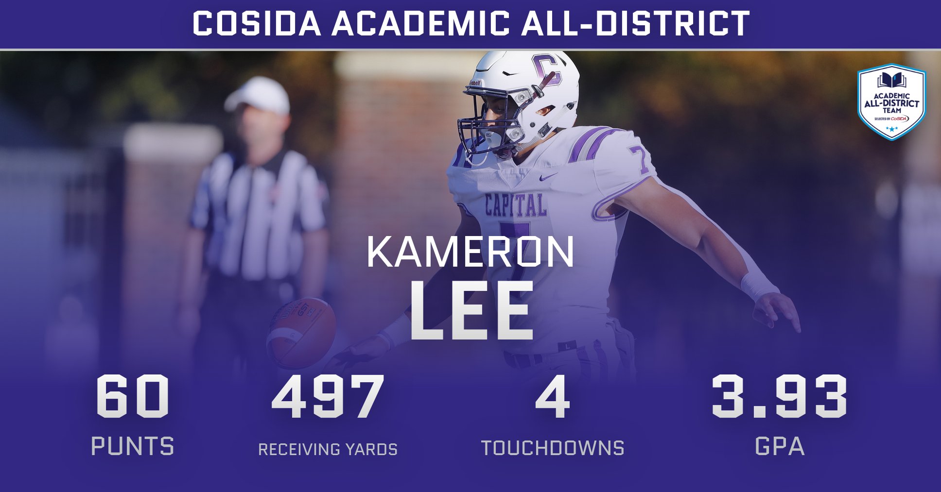 Kameron Lee Named CoSIDA Academic All-District - Capital University