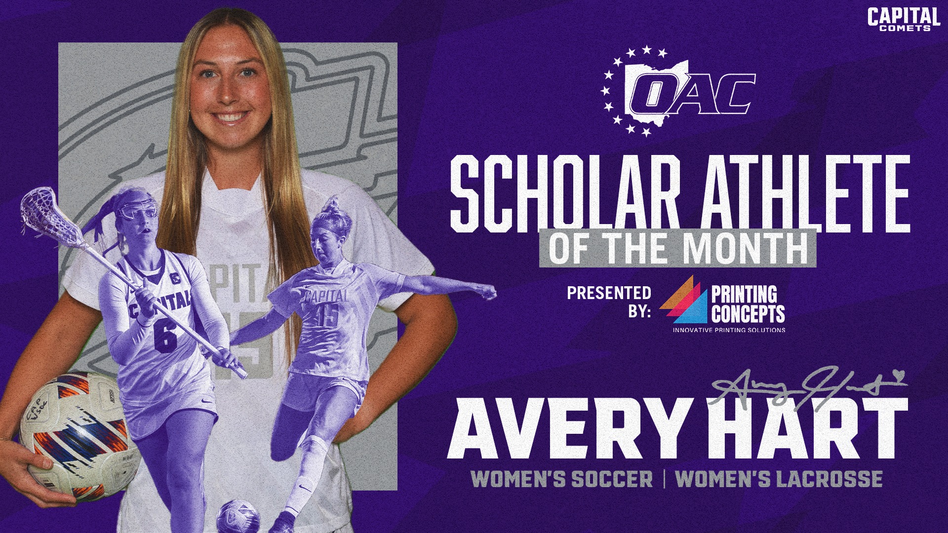 Avery Hart Named OAC Scholar Athlete of the Month - Capital University