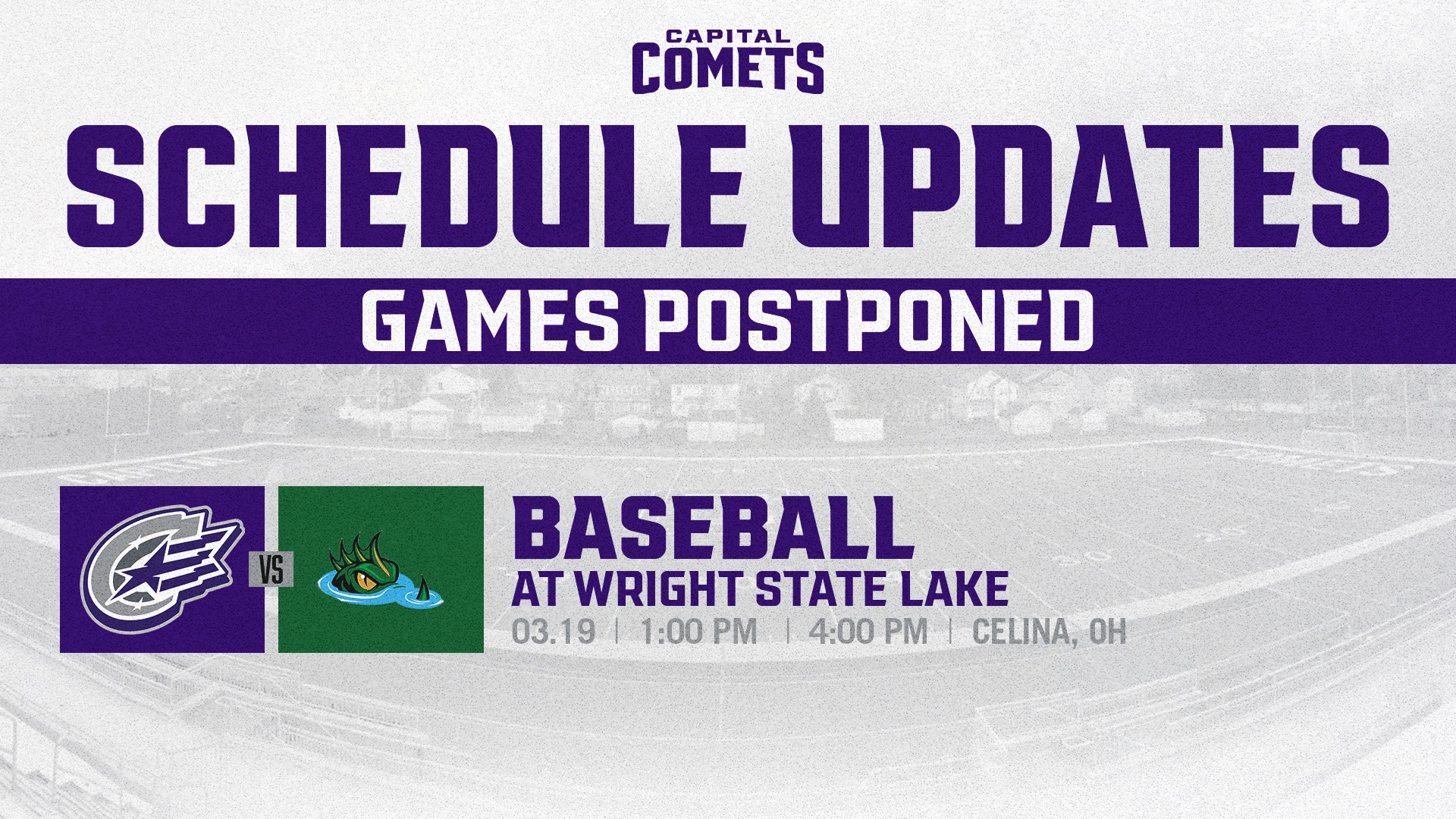 UPDATE: Baseball at Wright State Lake Canceled - Capital University