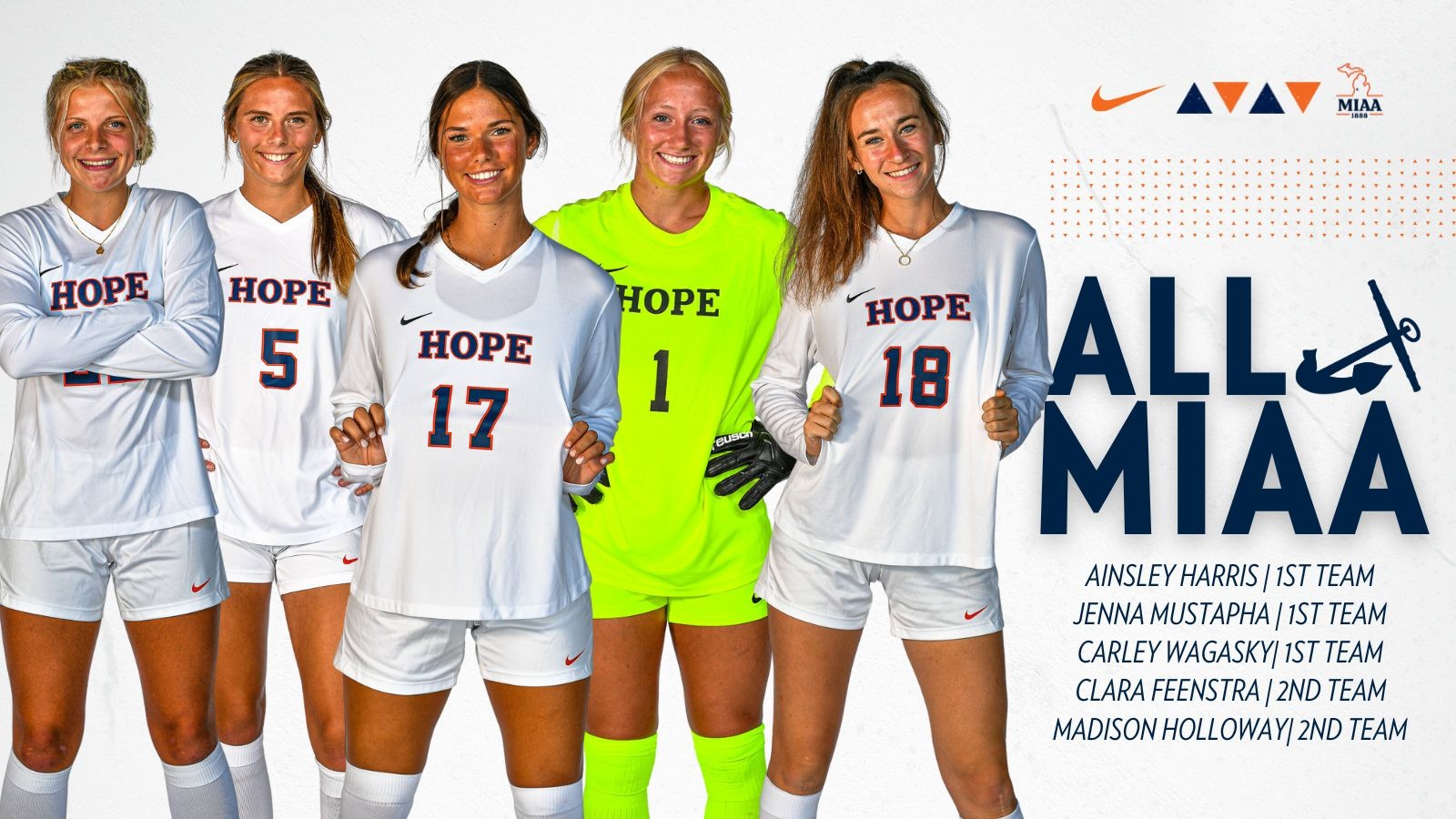 Five Named All-MIAA in Women's Soccer, Including Four-Time Honoree Jenna Mustapha - Hope College