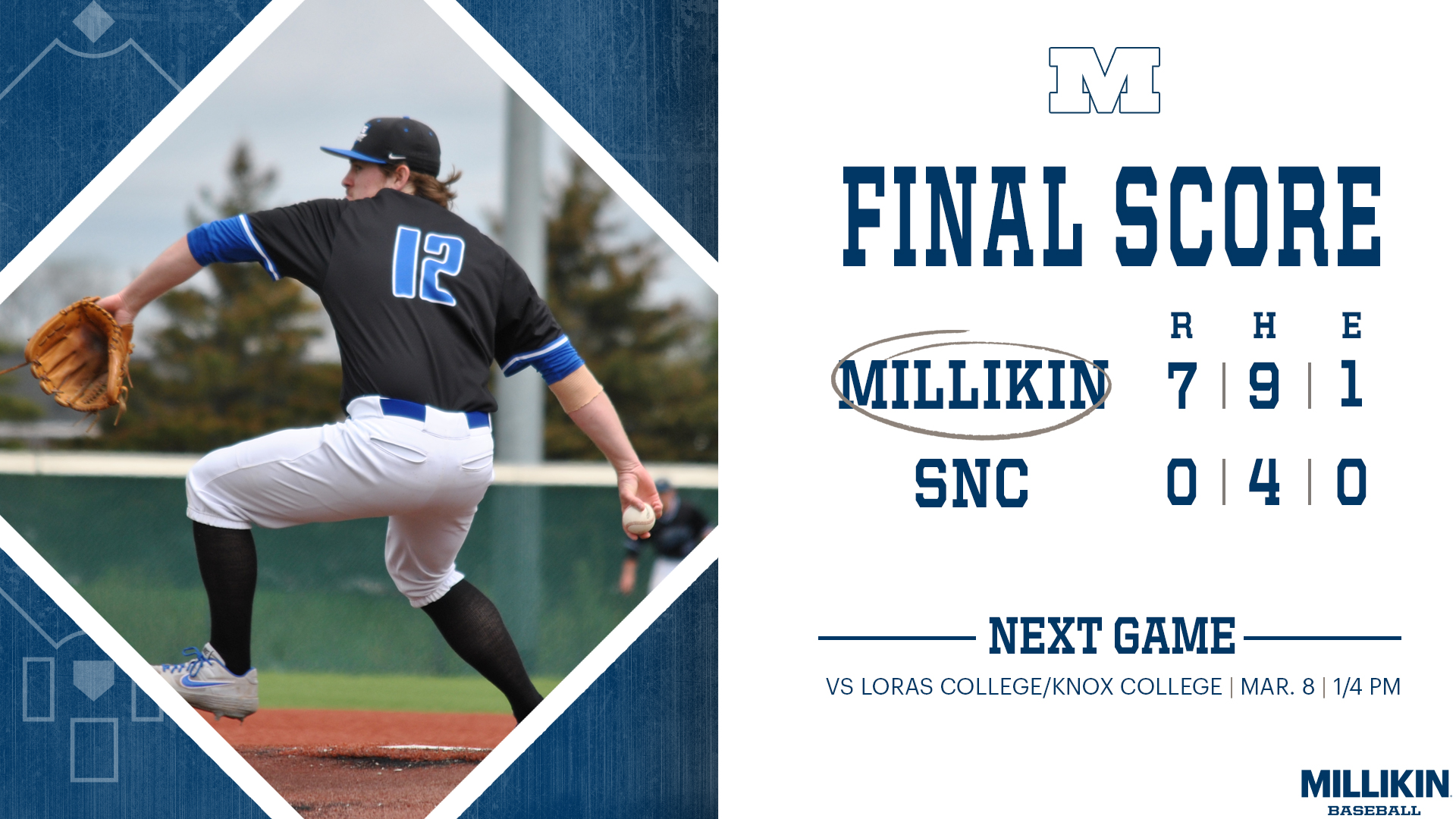 Baseball Rolls Past St. Norbert - Millikin University Athletics