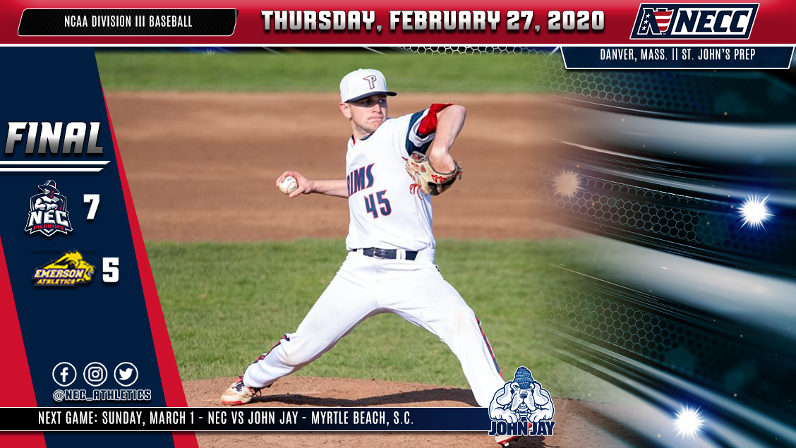 Baseball Opens 2020 With 7-5 Win Over Emerson - New England College