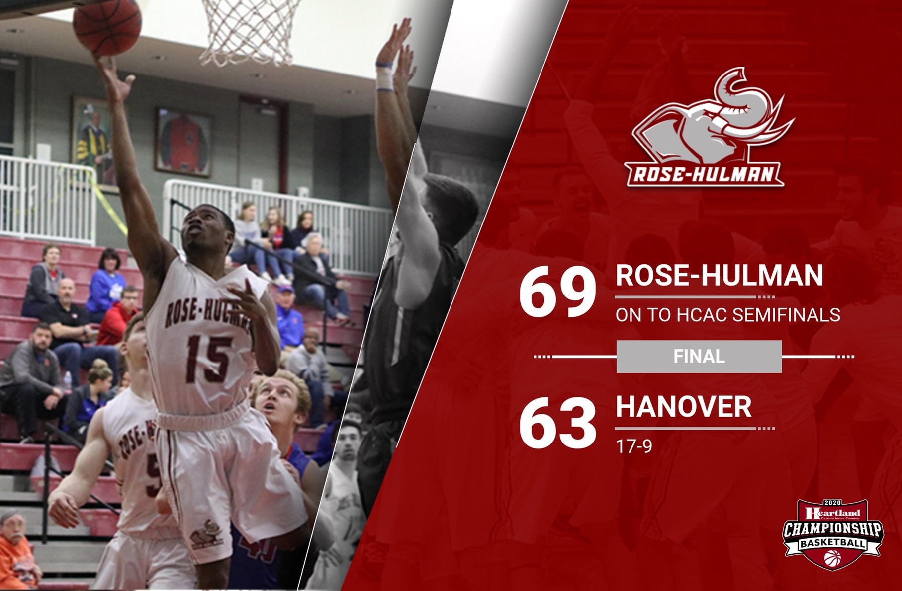 Men's Basketball Tops Hanover in HCAC Tournament Opening Round - Rose ...