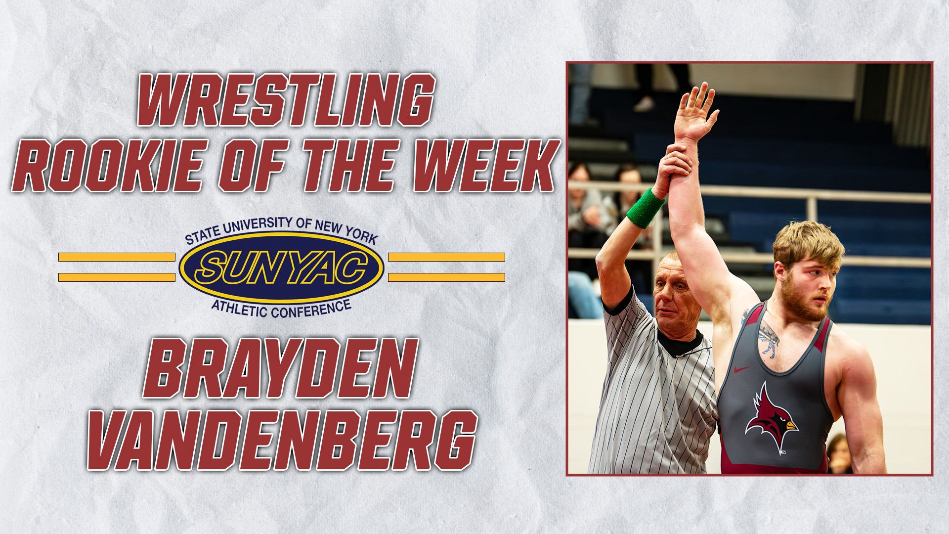 Vandenberg Named SUNYAC Rookie Of The Week - St. John Fisher University Athletics
