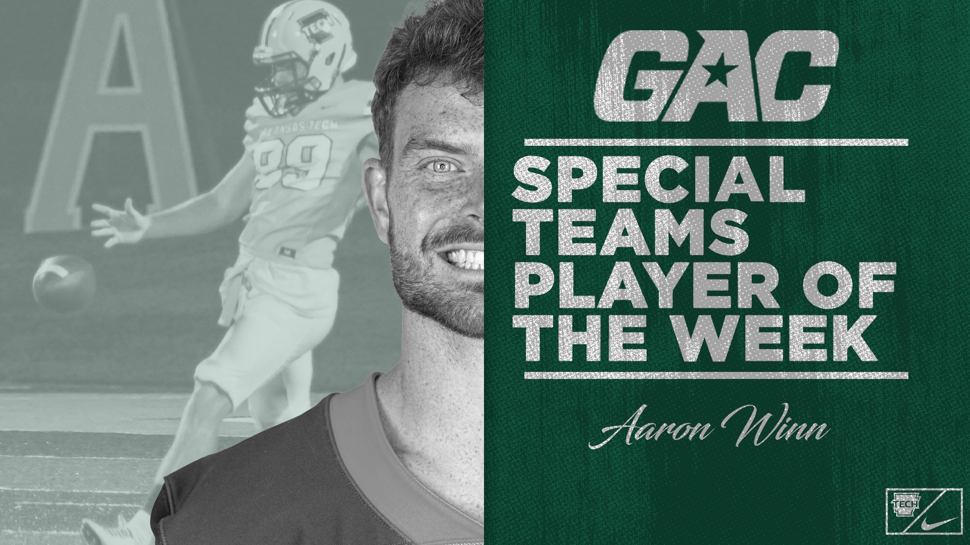 Winn named GAC Special Teams Player of the Week - Arkansas Tech ...