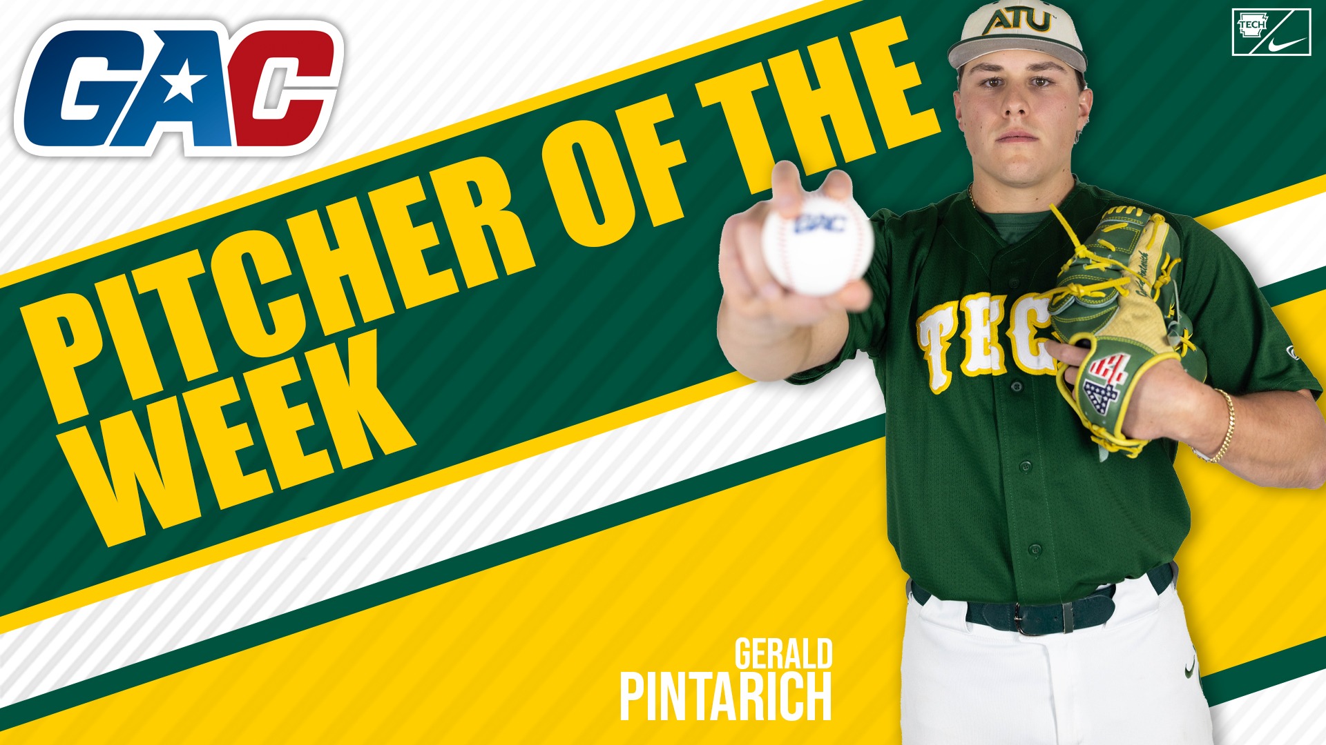Pintarich named GAC Co-Pitcher of the Week - Arkansas Tech University ...