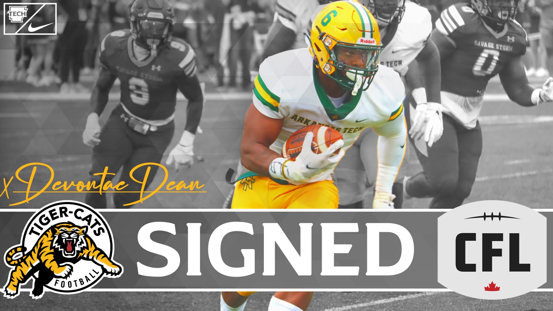 Devontae Dean signs with CFL’s Hamilton Tiger-Cats - Arkansas Tech ...