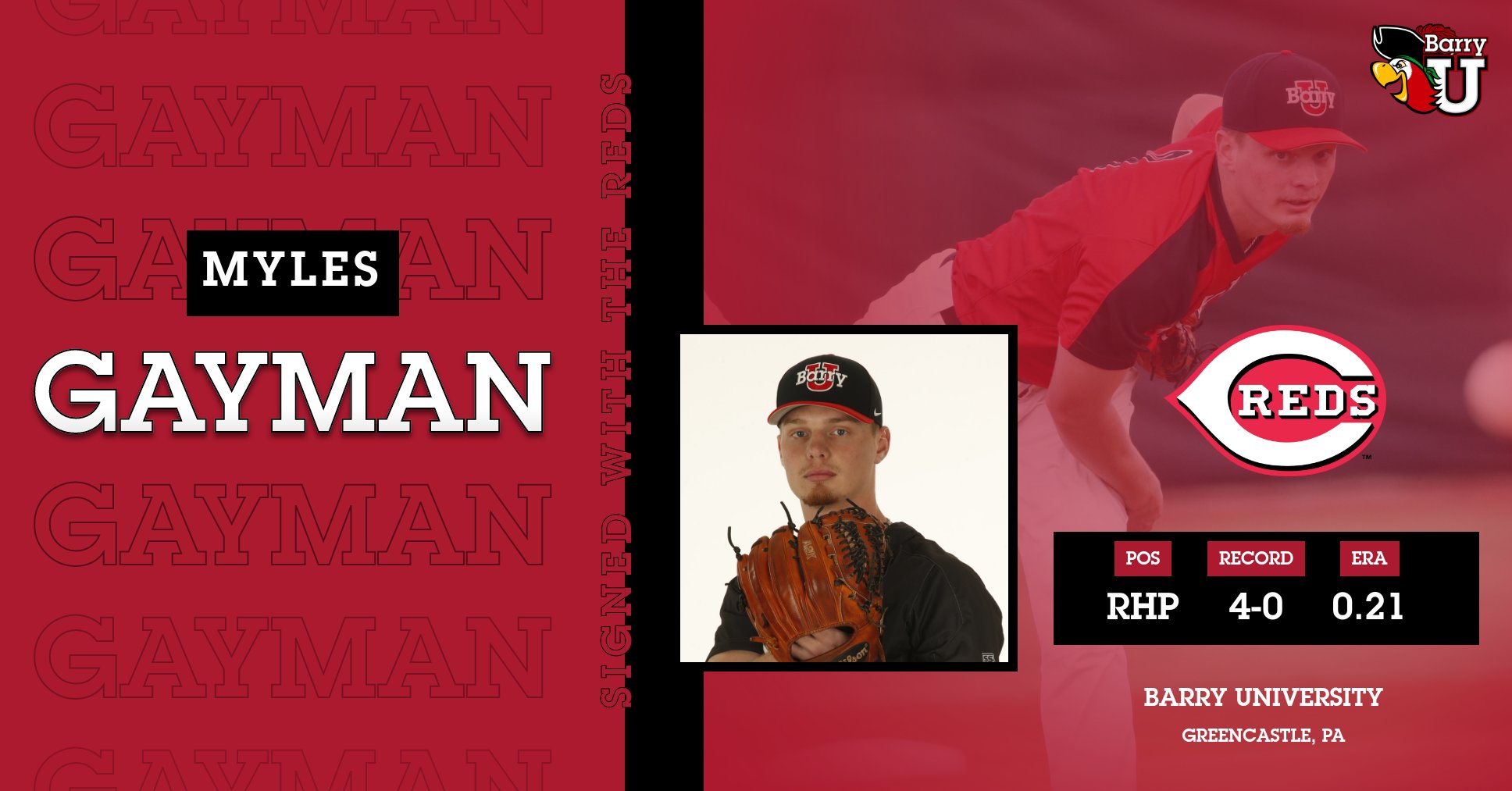 Baseball's Gayman Signs With The Reds - Barry University Athletics