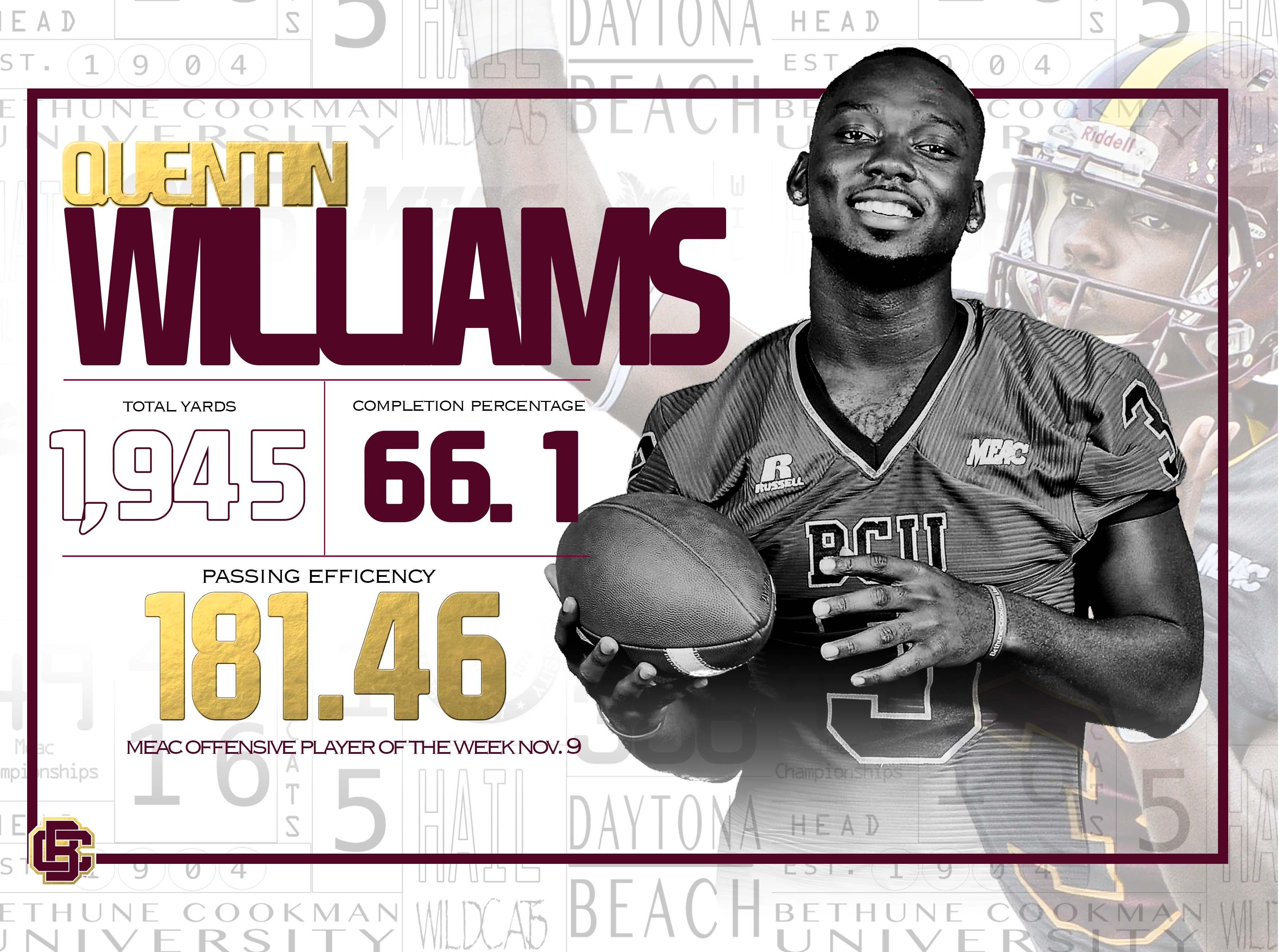 Quentin Williams Named Offensive Player of the Week - Bethune-Cookman ...