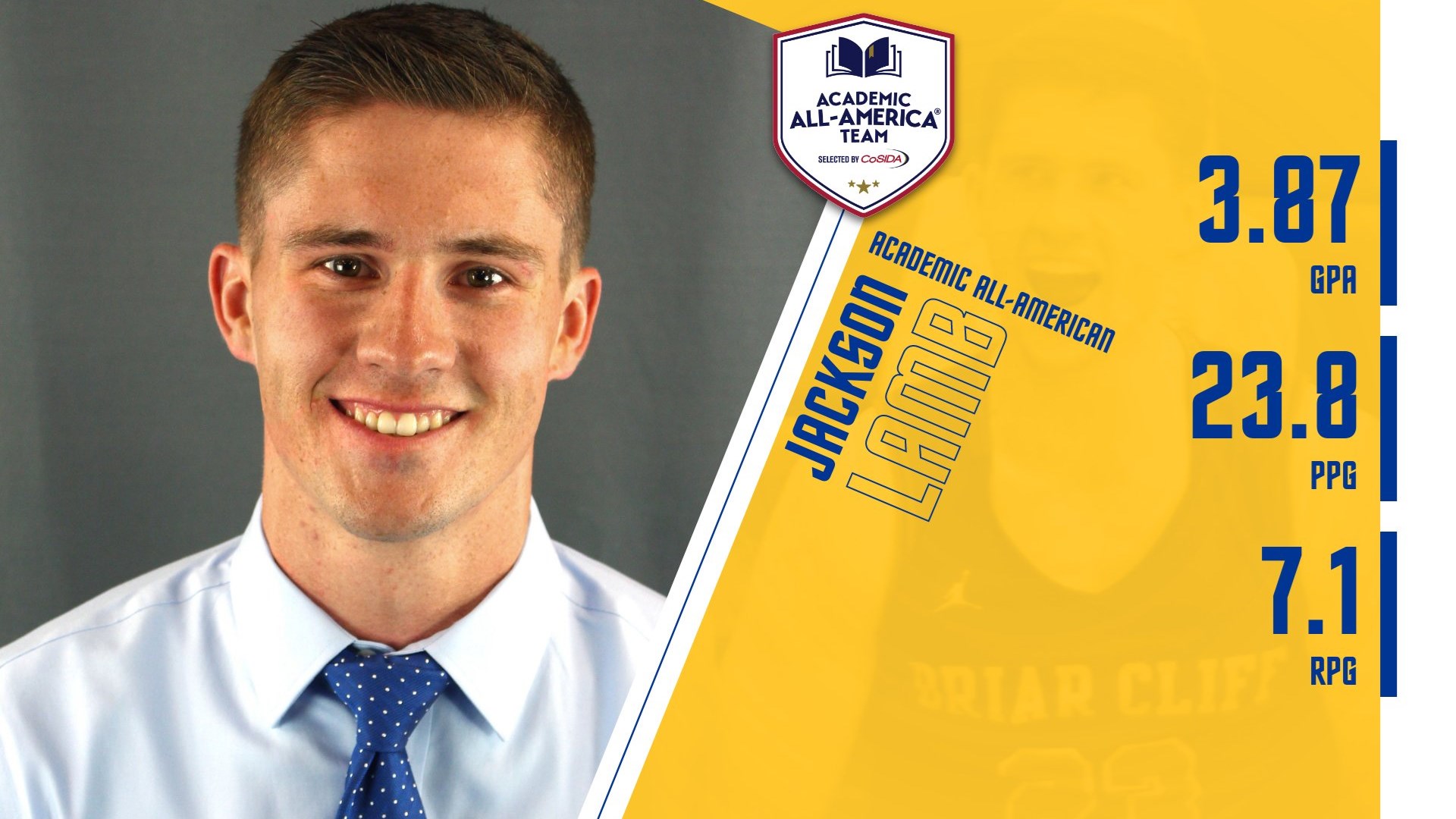 Jackson Lamb named First-Team Academic All-American - Briar Cliff ...
