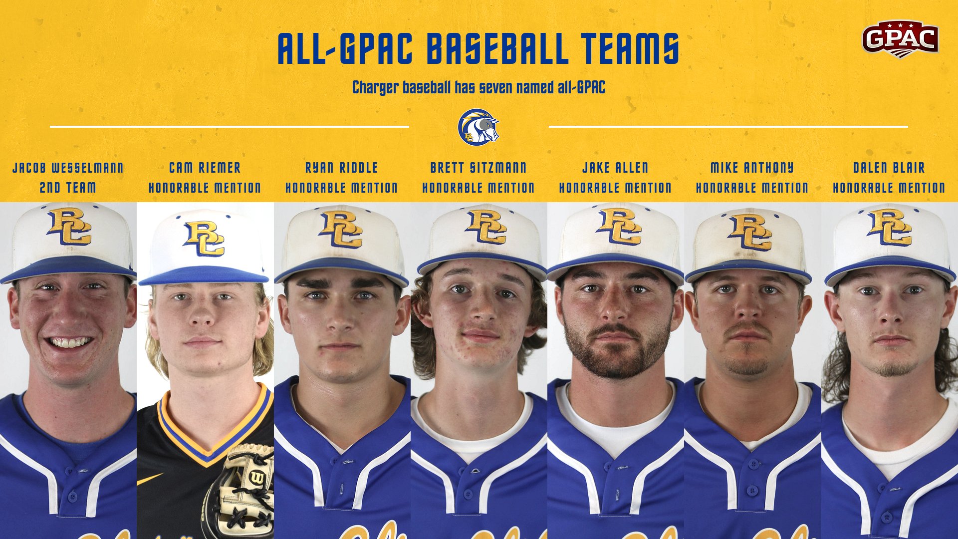 Charger baseball has seven named all-GPAC - Briar Cliff University
