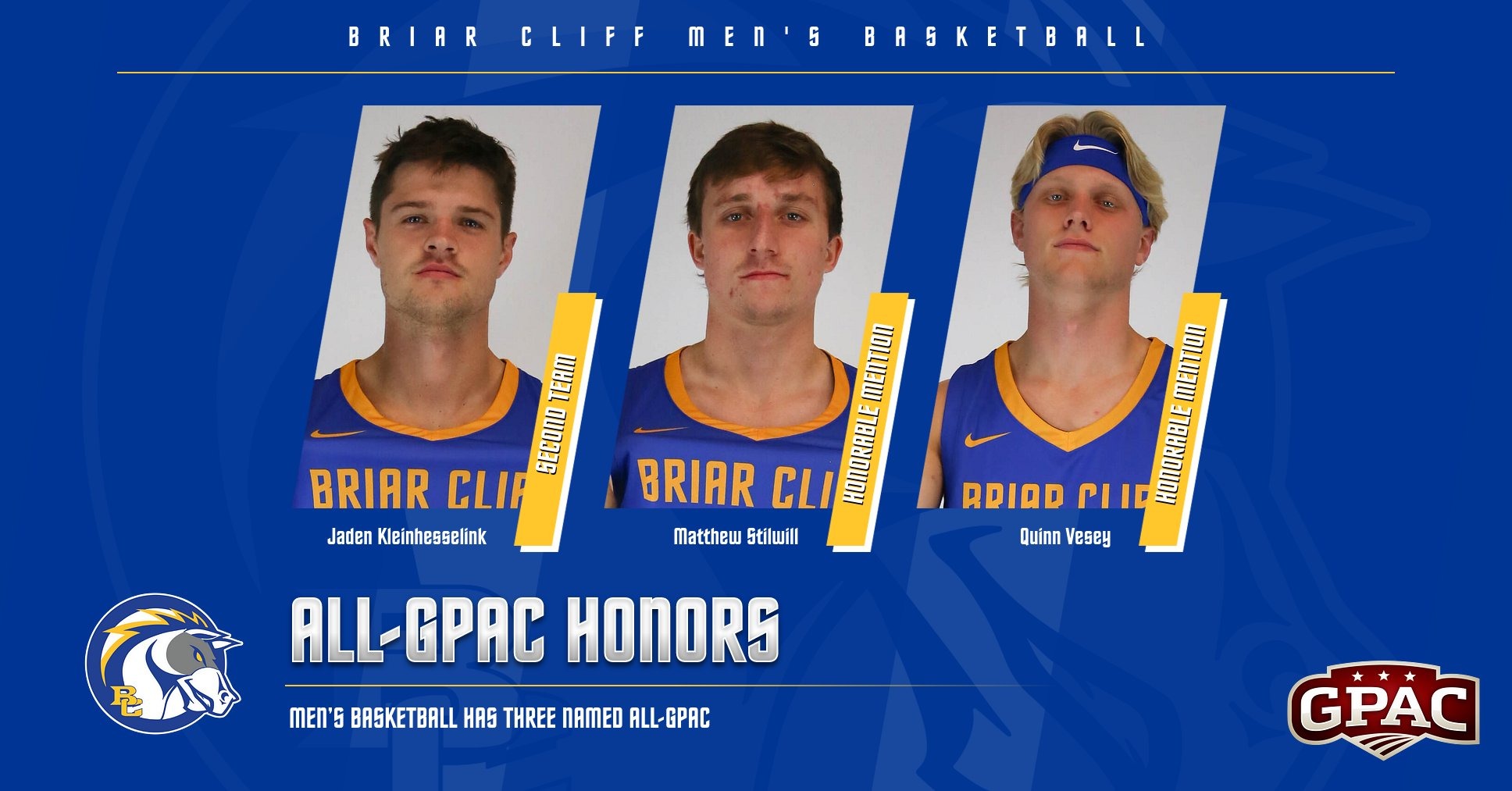 MEN’S BASKETBALL HAS THREE NAMED ALL-GPAC - Briar Cliff University