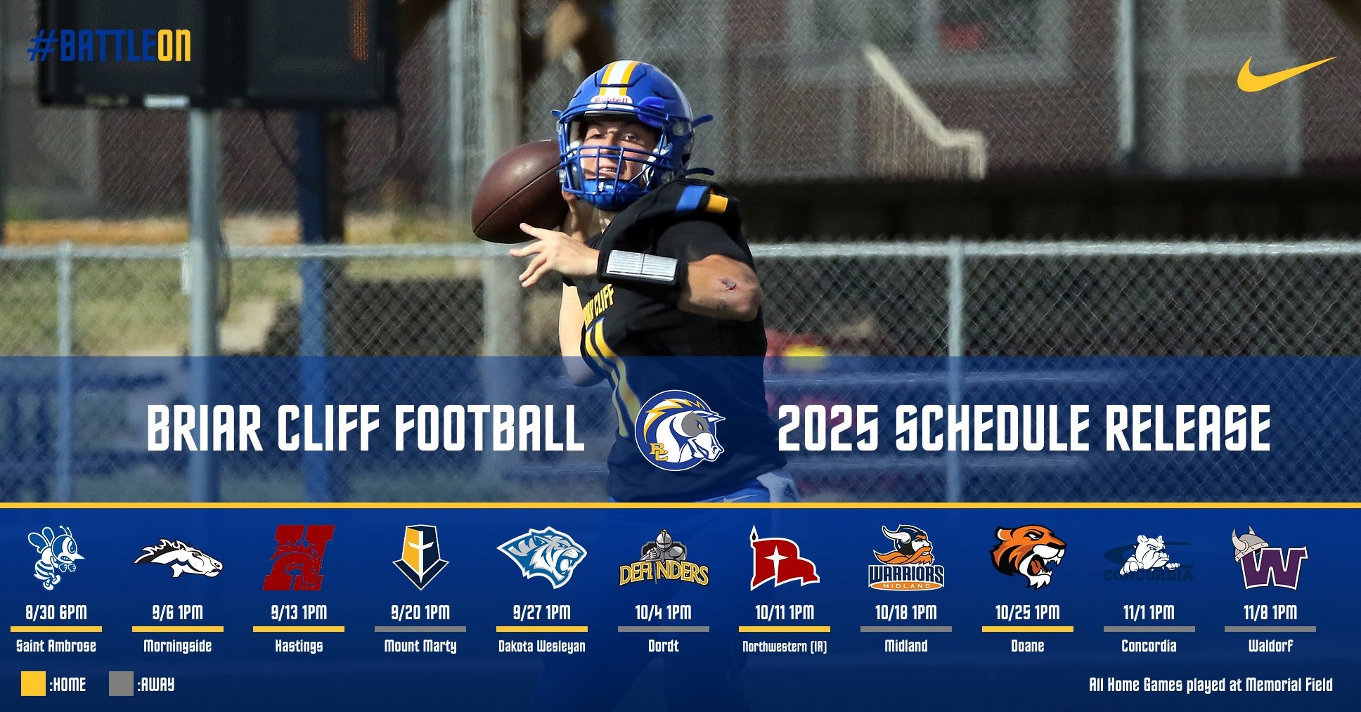 2025 Football Schedule - Briar Cliff University