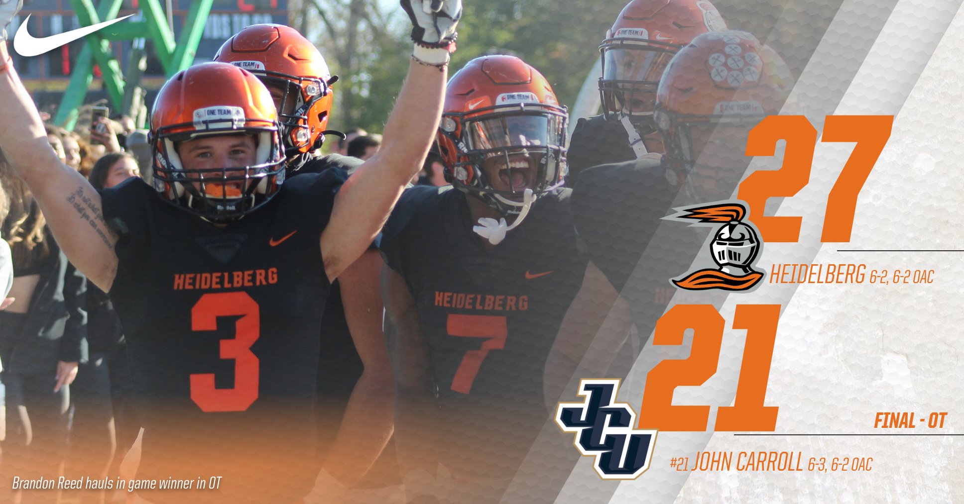 Reed it and weep (for joy!) - Football wins in OT - Heidelberg University