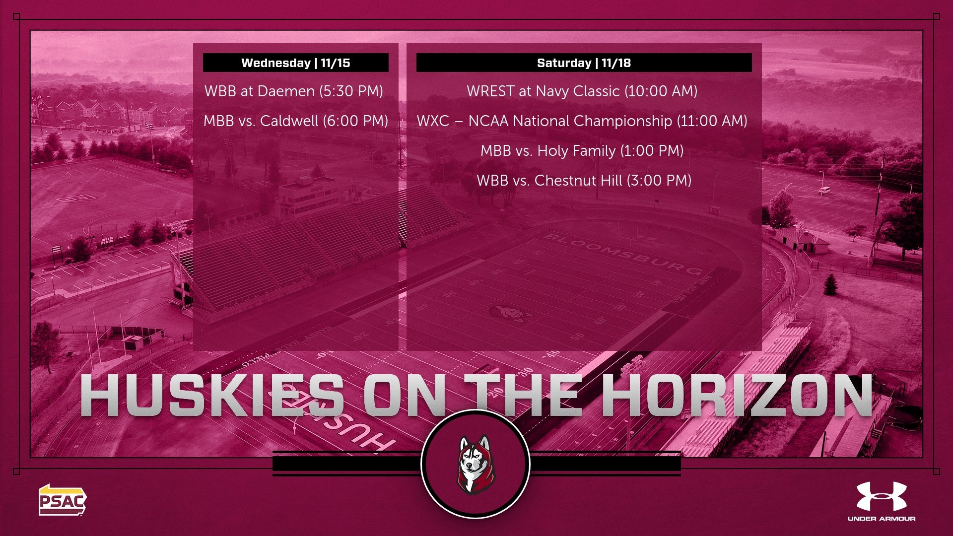 Huskies on the Horizon - Nov. 13 - Nov. 19 - Bloomsburg Athletics