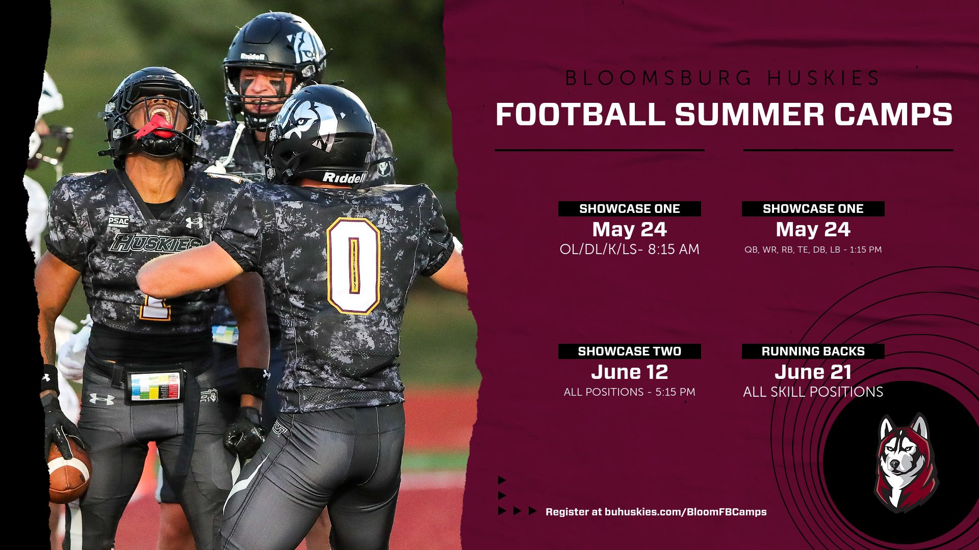 Second Annual Huskies Running Backs Camps Announced for June 21 - Bloomsburg Athletics