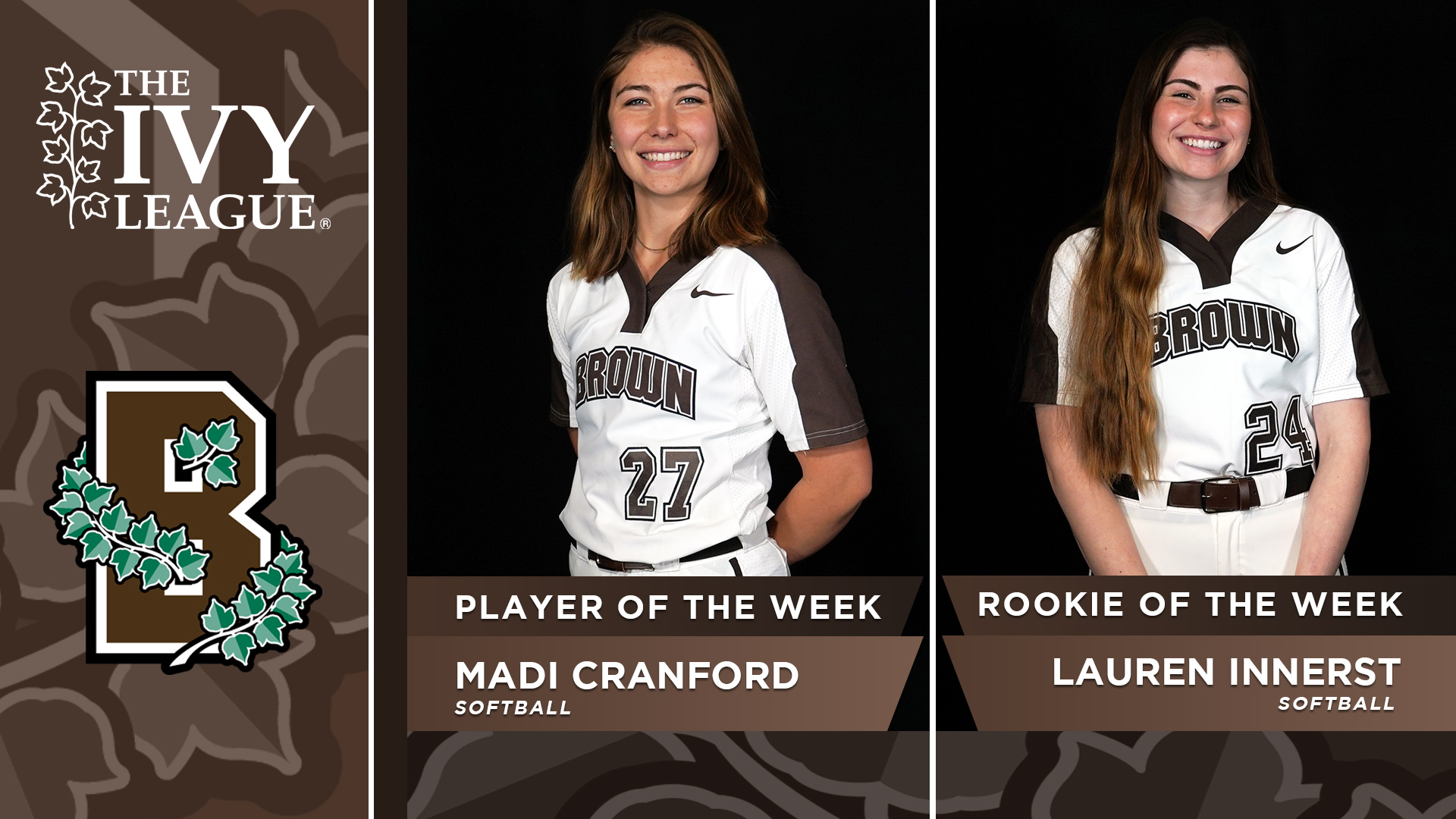 Softball’s Cranford, Innerst Gain Ivy League Weekly Accolades - Brown ...