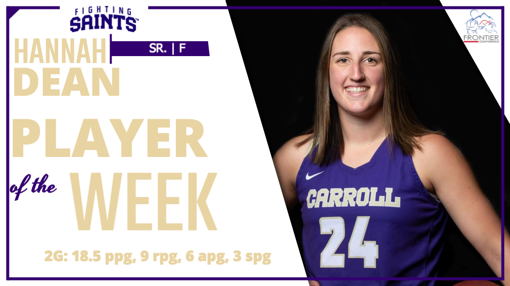 Hannah Dean wins 2nd Frontier POTW - Carroll College Athletics