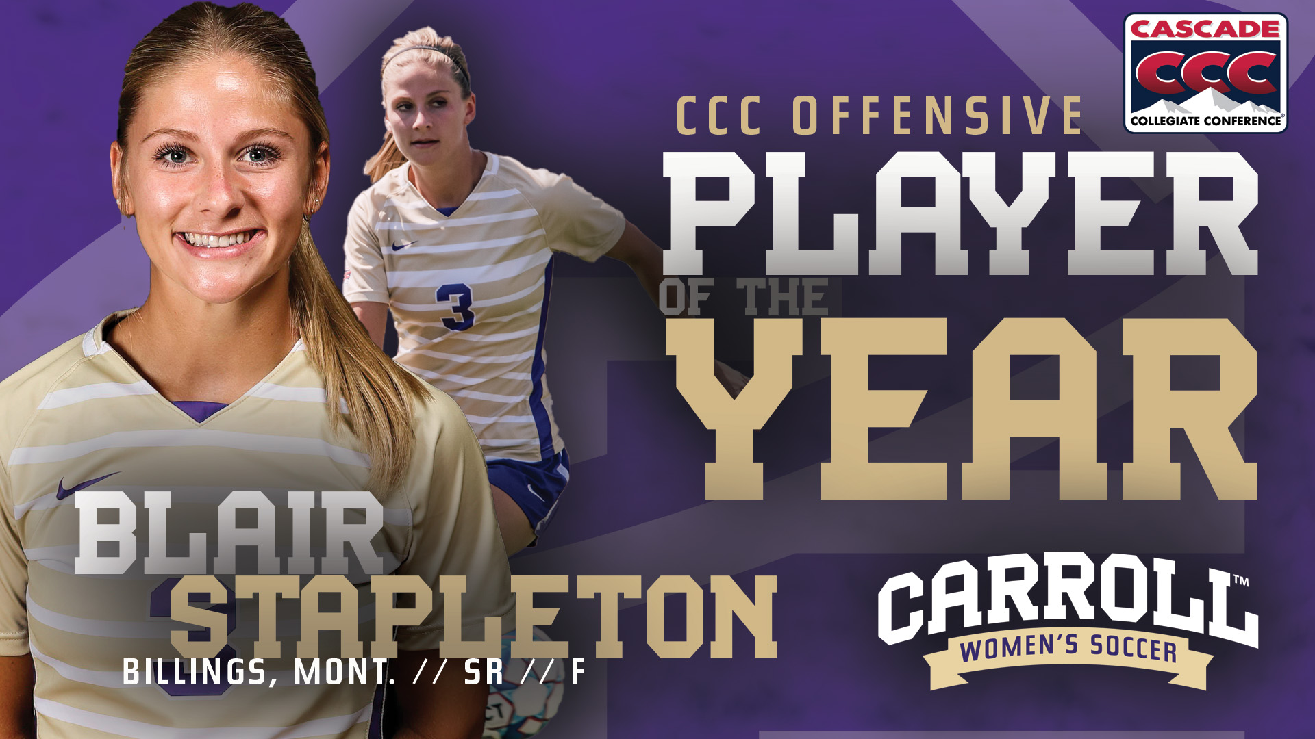 Blair Stapleton Named CCC Offensive Player of the Year - Carroll ...