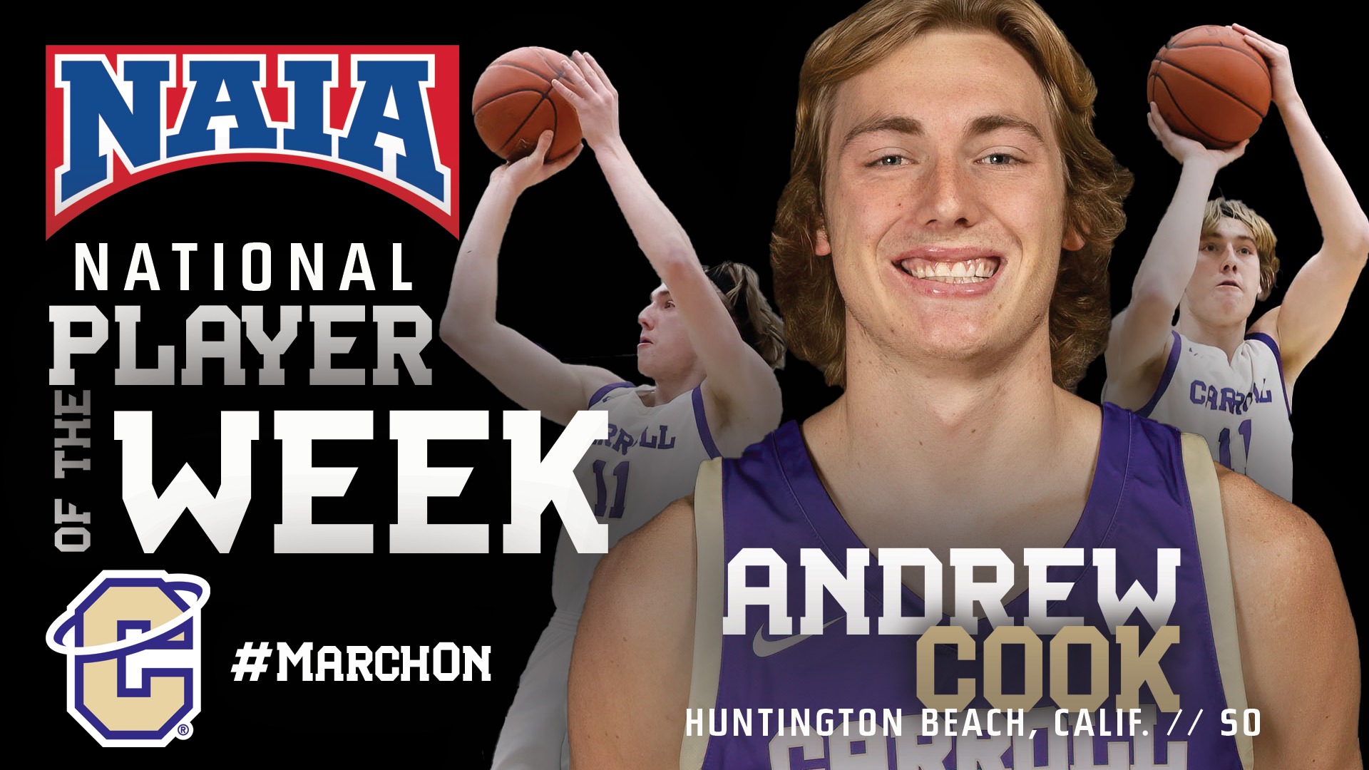 Andrew Cook Named NAIA National Player of the Week - Carroll College ...