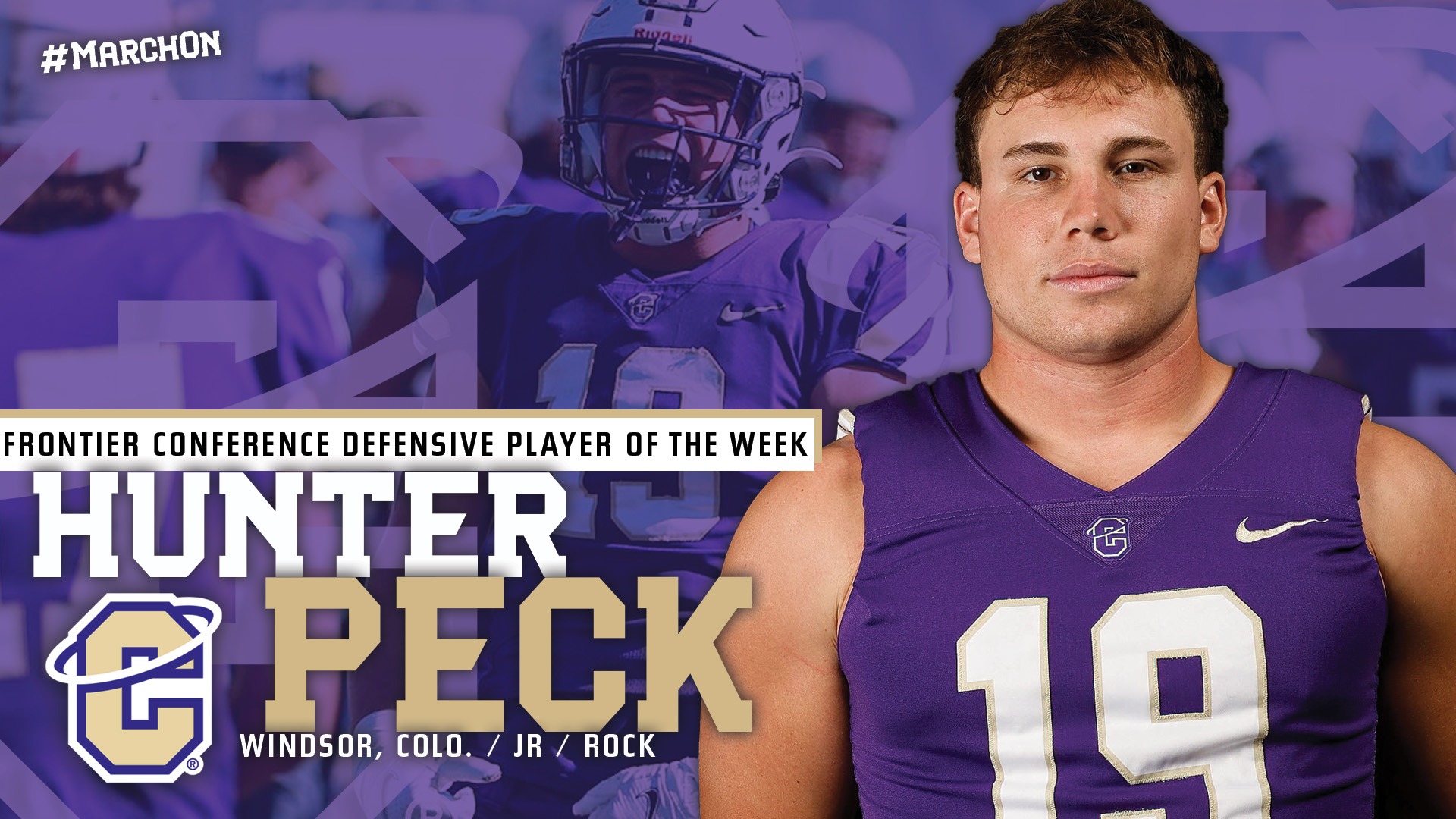 Hunter Peck Named Frontier Conference Defensive Player of the Week ...