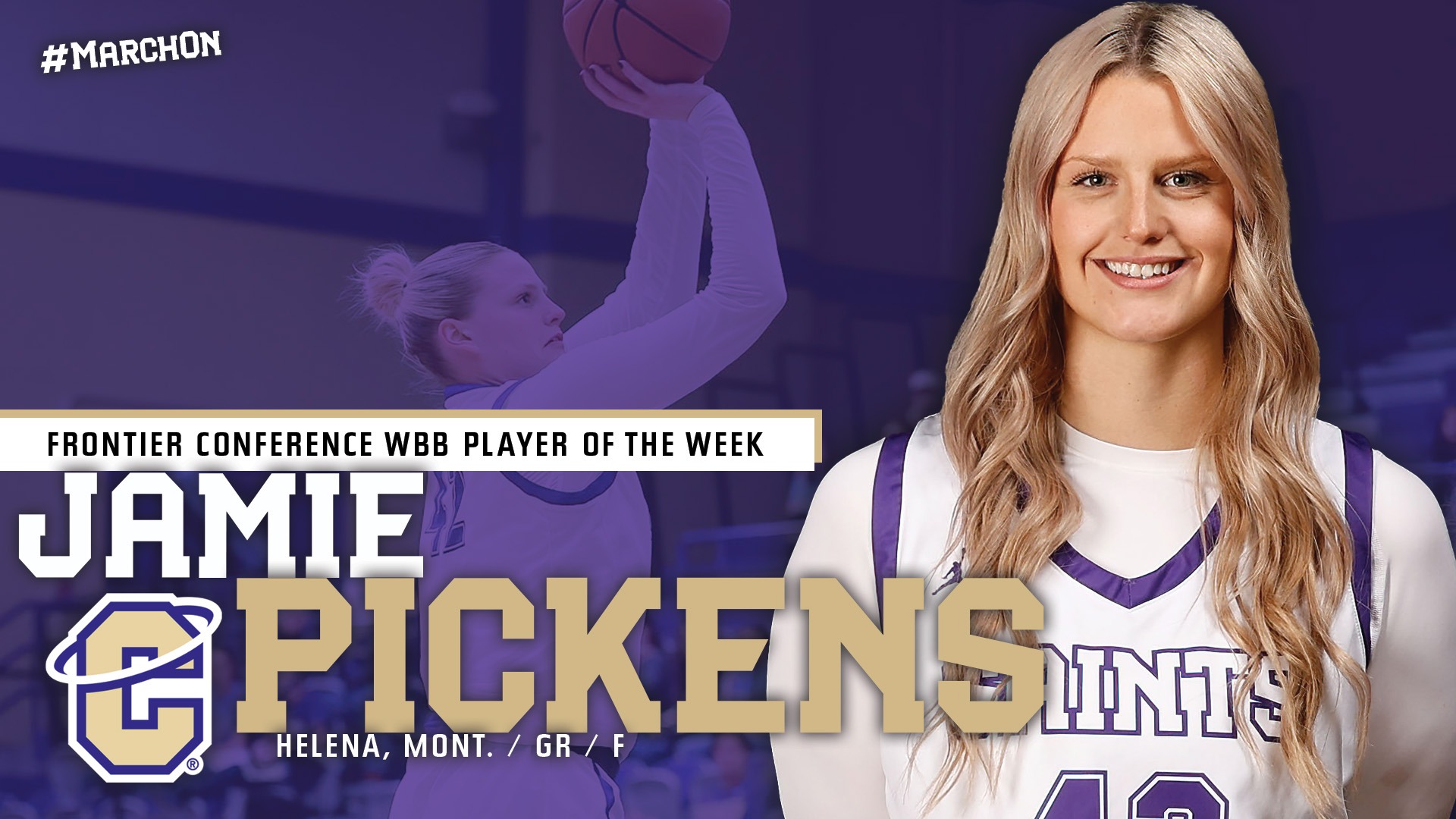 Jamie Pickens Again Named Frontier Conference Player of the Week - Carroll College Athletics