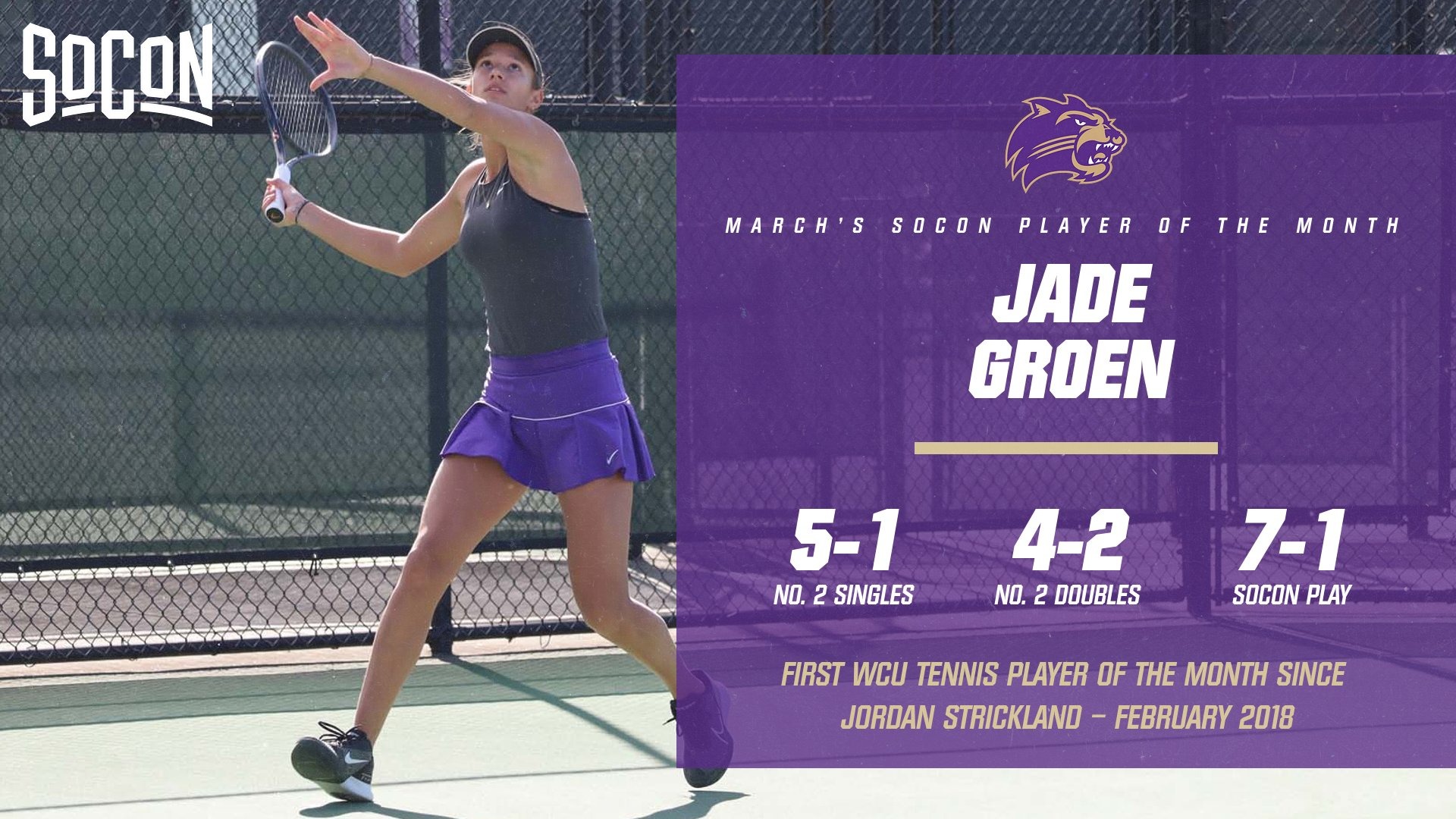 Jade Groen Named March SoCon Women's Tennis Player of the Month ...