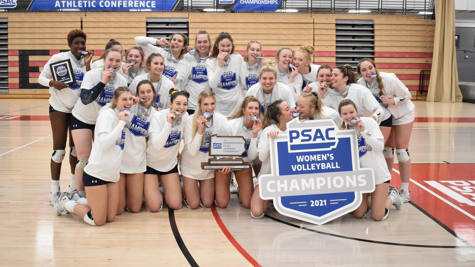 Volleyball Wins 2021 PSAC Title After Sweep of Gannon - Clarion Athletics