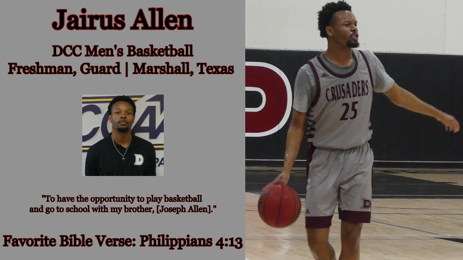 DCC STUDENT-ATHLETE SPOTLIGHT: Jairus Allen - Dallas Christian College