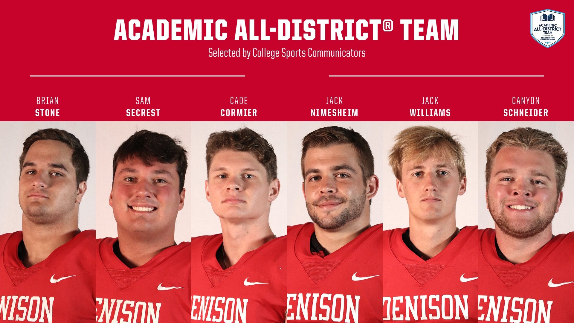 Six named to Football Academic All-District® squad - Denison University