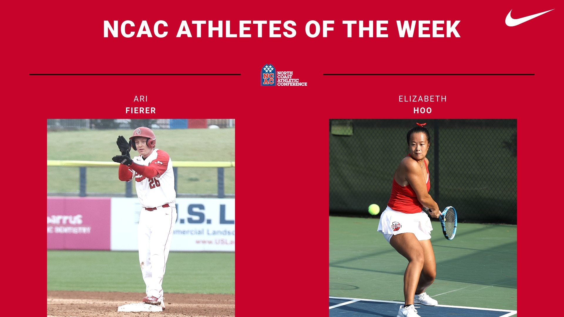 Fierer, Hoo named NCAC Athletes of the Week - Denison University