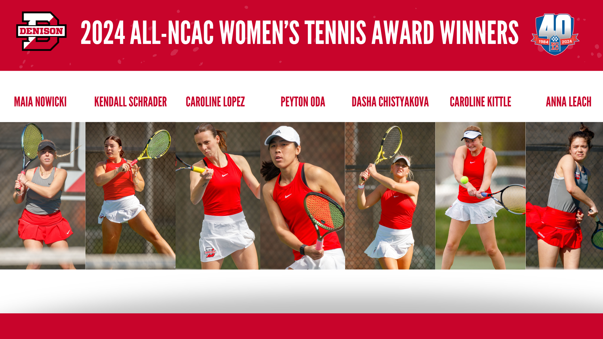Seven Big Red players named all-conference for women’s tennis - Denison University