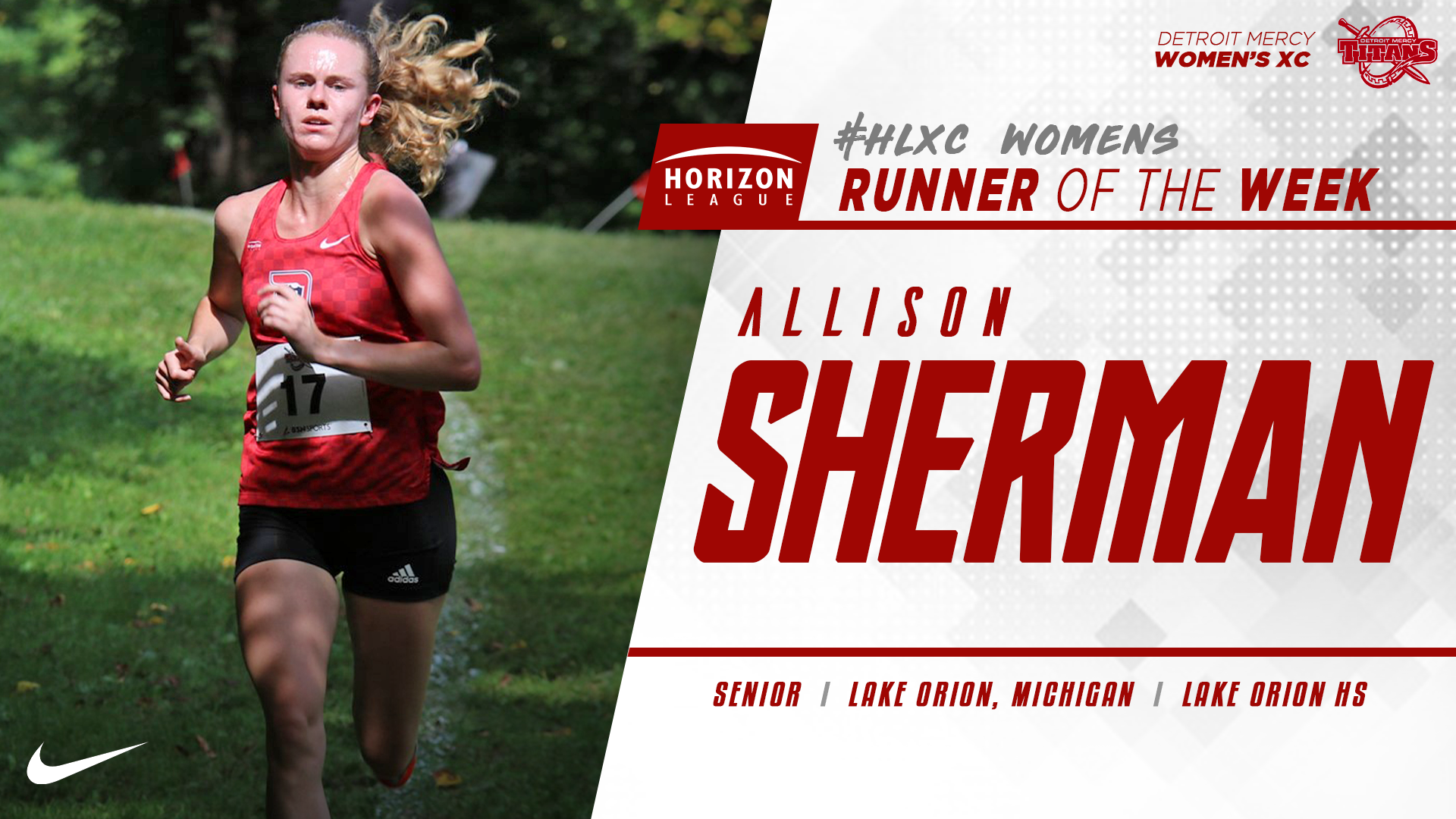 Sherman Wins Horizon League Runner of the Week - University of Detroit ...