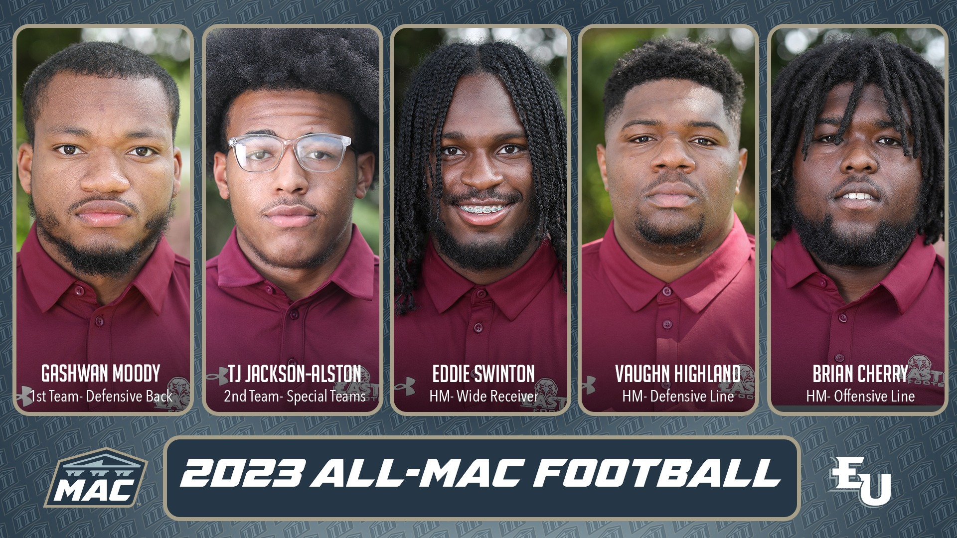 Five Earn All-MAC Football Recognition - Eastern University Athletics