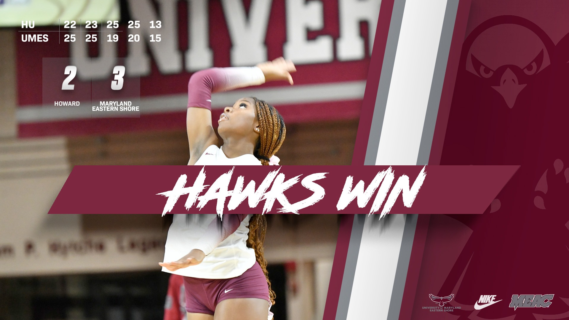 Hawks soar over Howard in five set thriller - University of Maryland ...