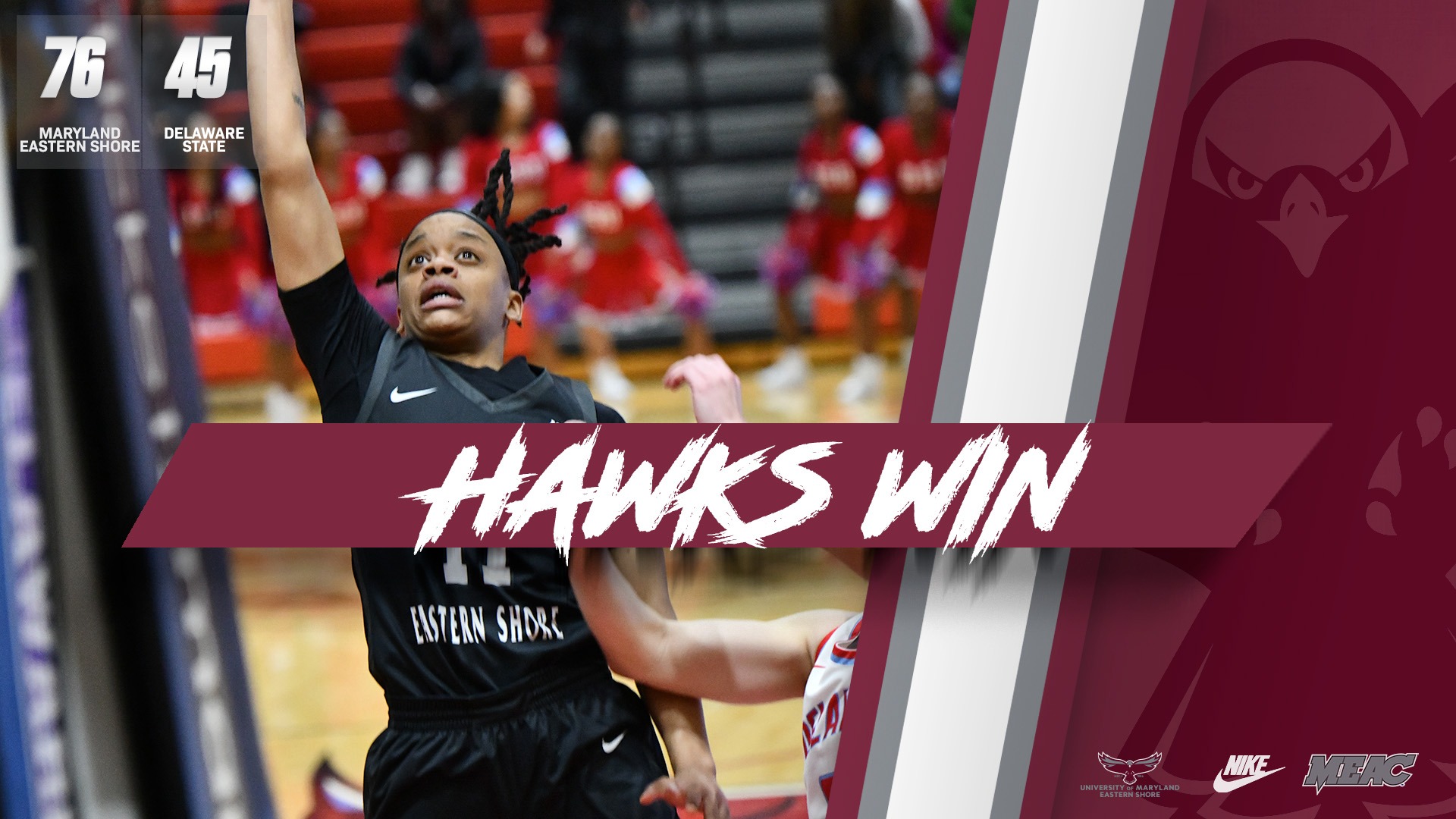 Hawks Swat Hornets With 76-45 MEAC Win - University of Maryland Eastern ...